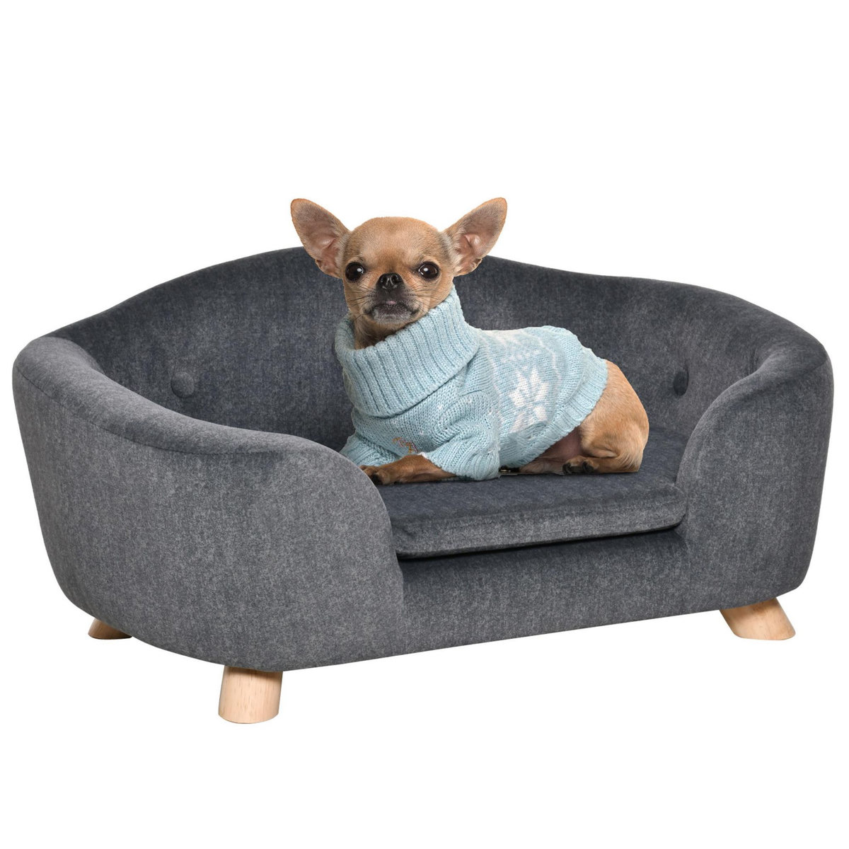 PAWHUT Canapé chien lit pour chien design scandinave coussin moelleux ...