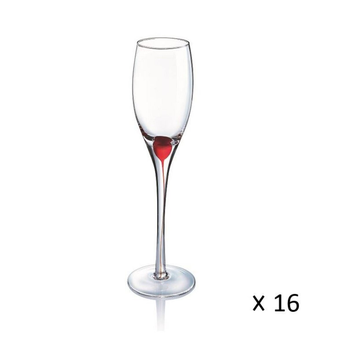 LUMINARC Lot de 16 flûtes 22 cl DRIP ROUGE pas cher - Auchan.fr