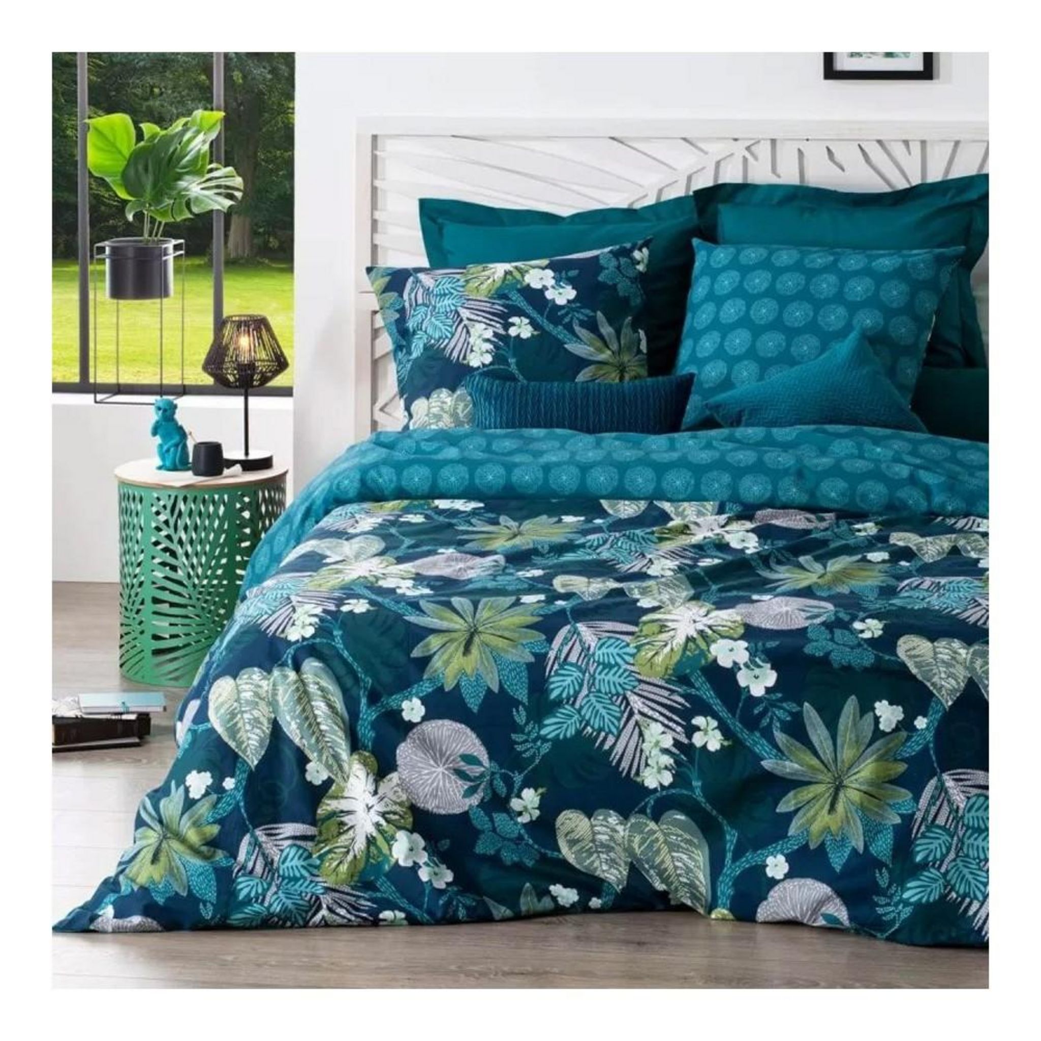 ATMOSPHERA Housse de couette 240x220 Gembur + 2 taies coton percale 80 ...