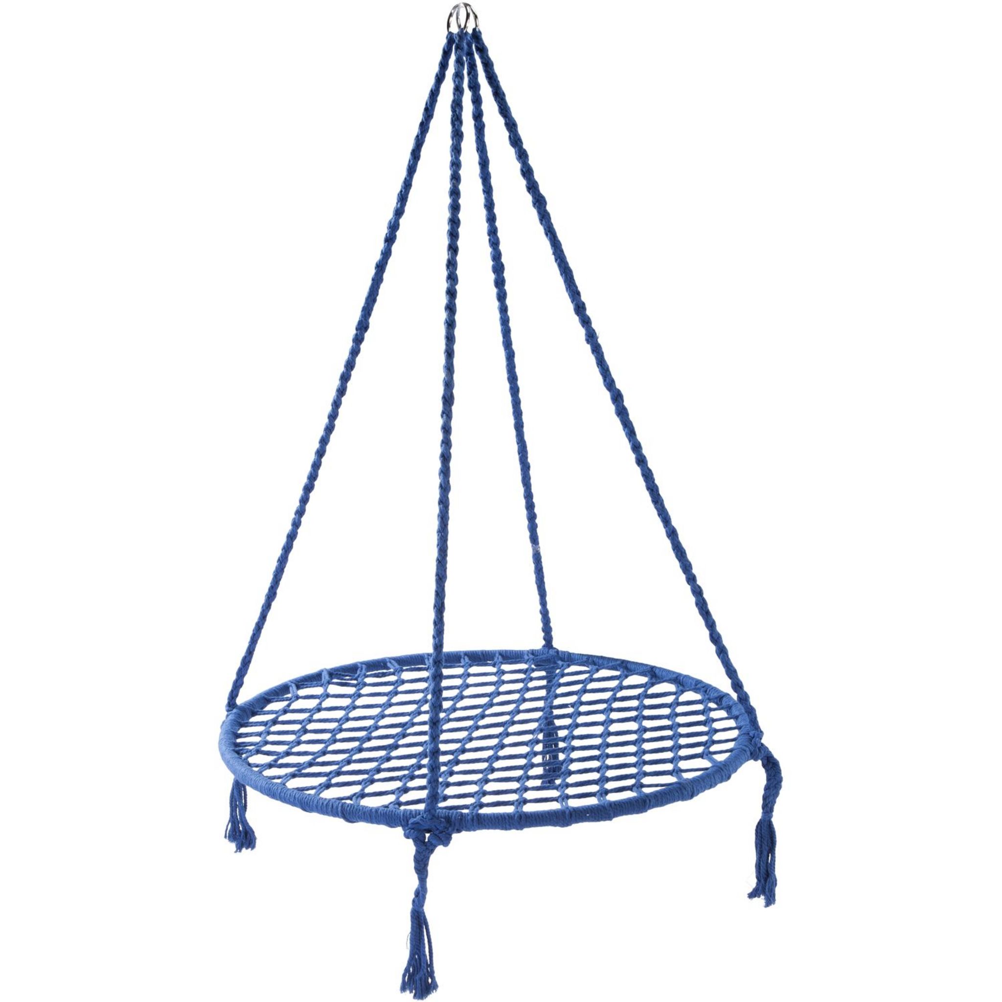 Hamac rond à suspendre - Corde bleue et acier - 97x97x120cm pas cher ...