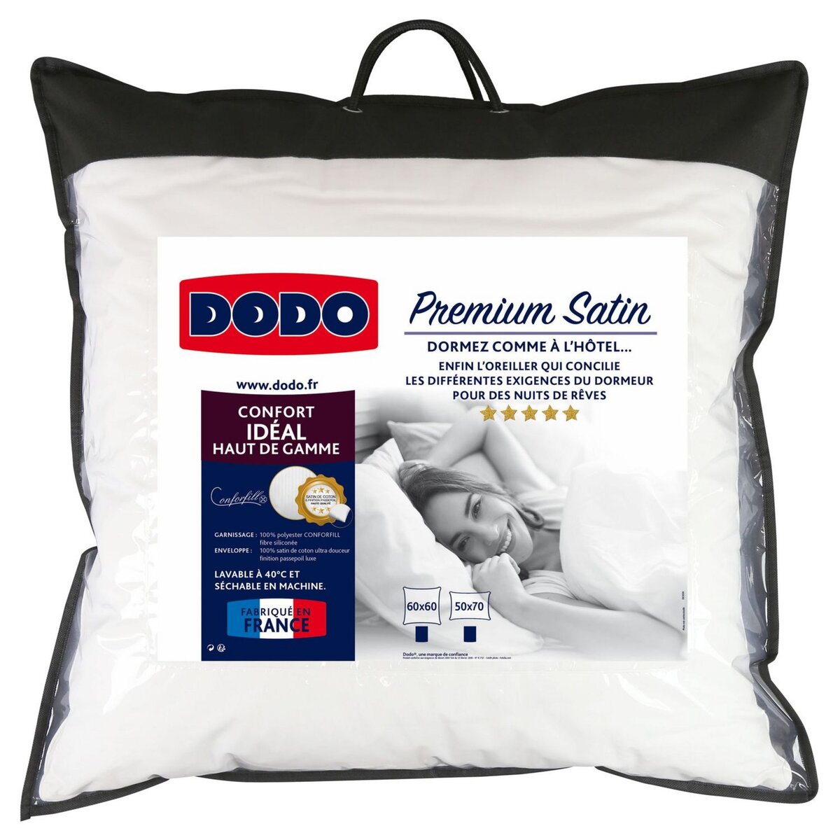 DODO Oreiller confort idéal haut de gamme PREMIUM SATIN pas cher ...