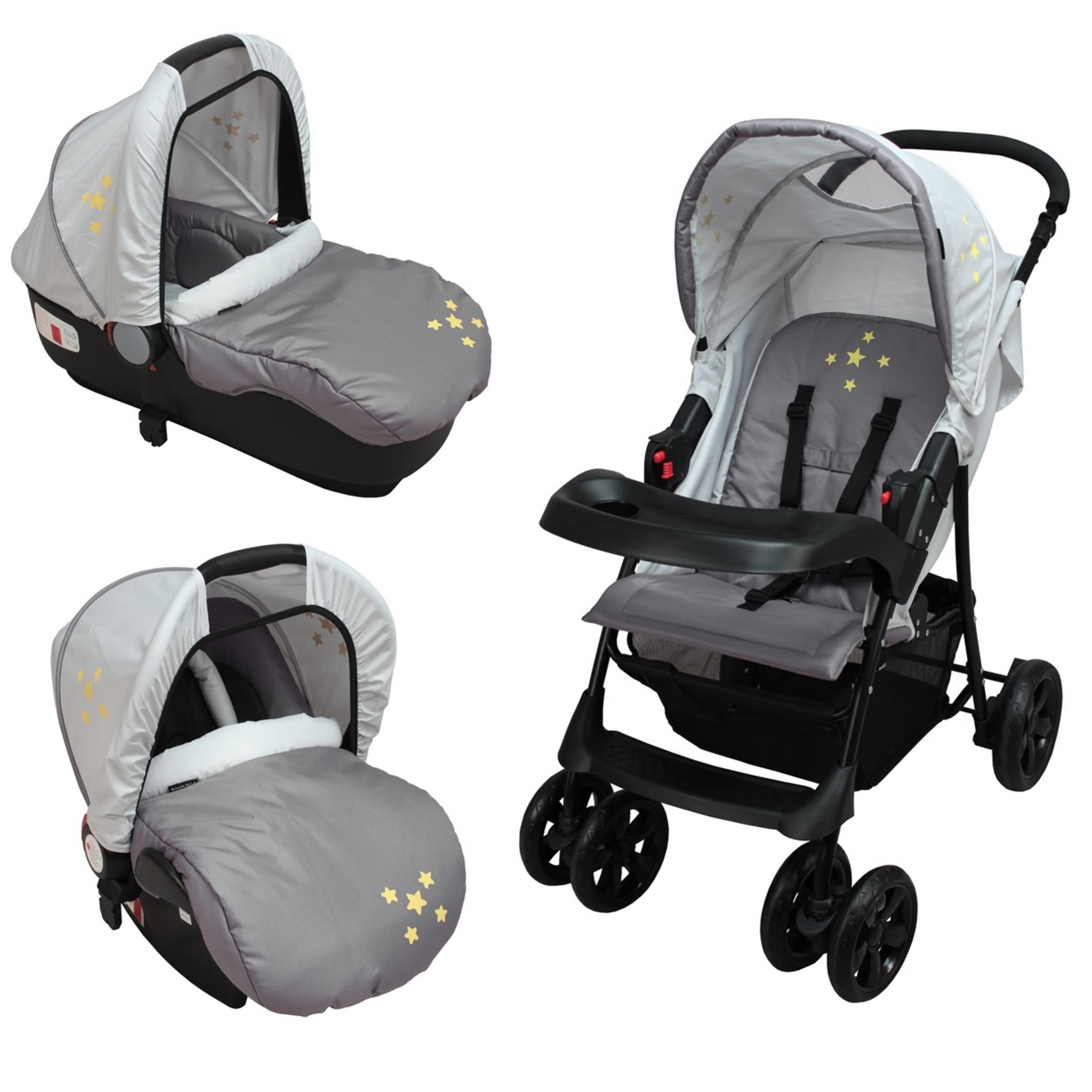 BAMBISOL Poussette combiné trio Bibop Lemon Stars pas cher - Auchan.fr