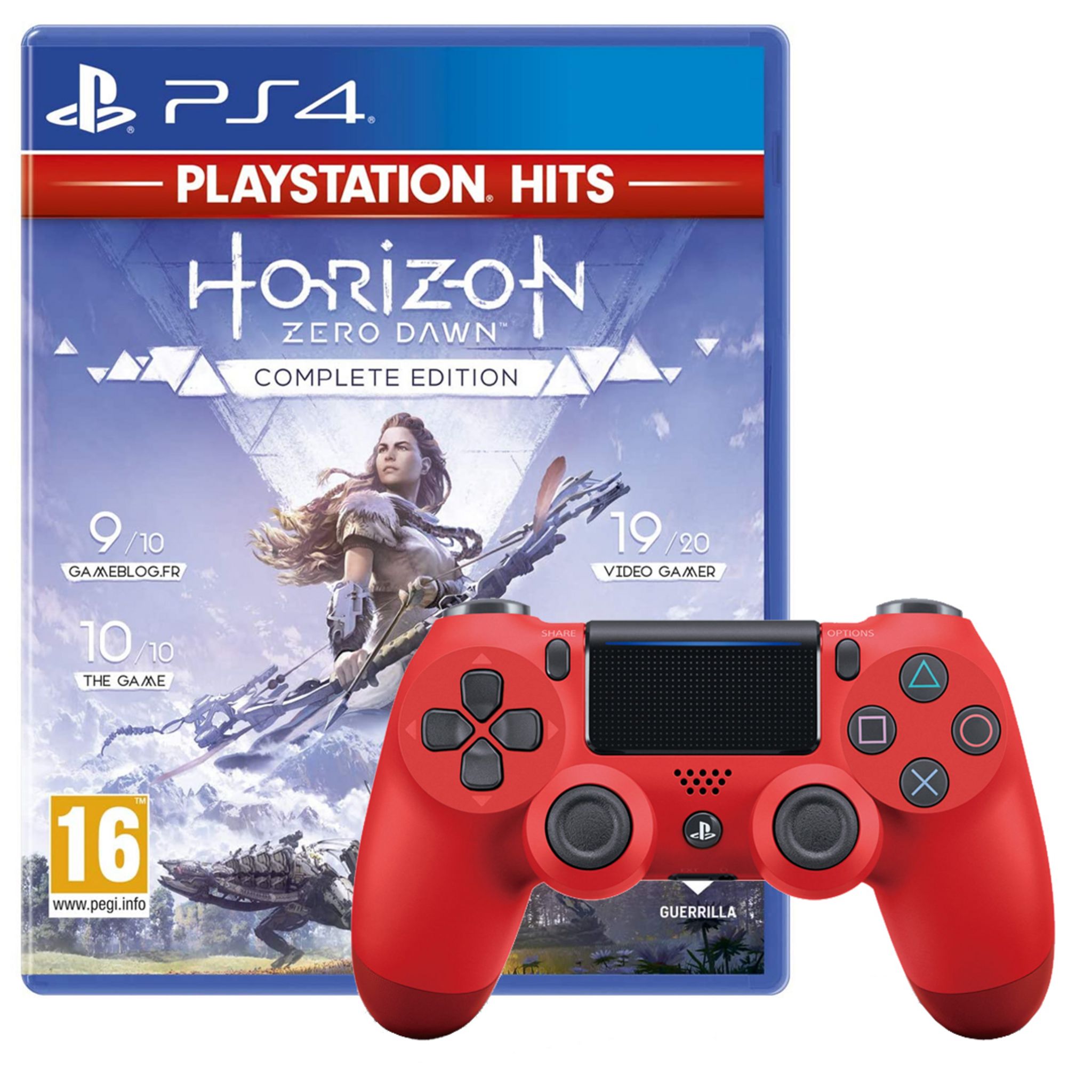 SONY Manette DualShock 4 rouge V2 PS4 + Horizon : Zero Dawn - Complete ...