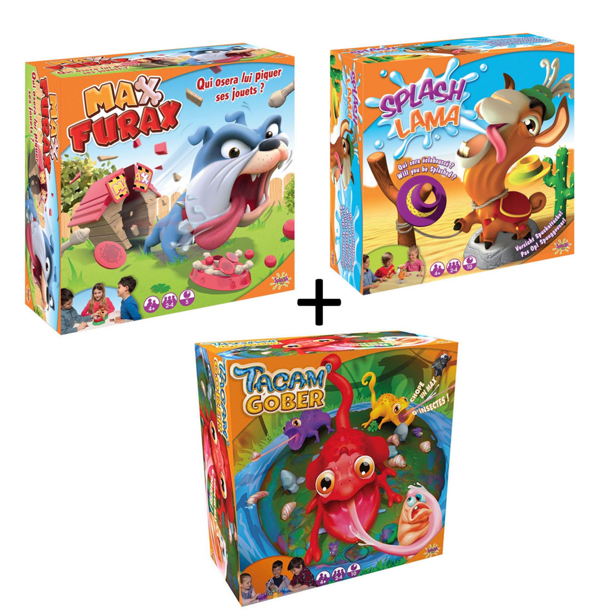 SPLASH TOYS Lot de 3 jeux enfants : Tacam Gober, Max Furax, Splah Lama ...