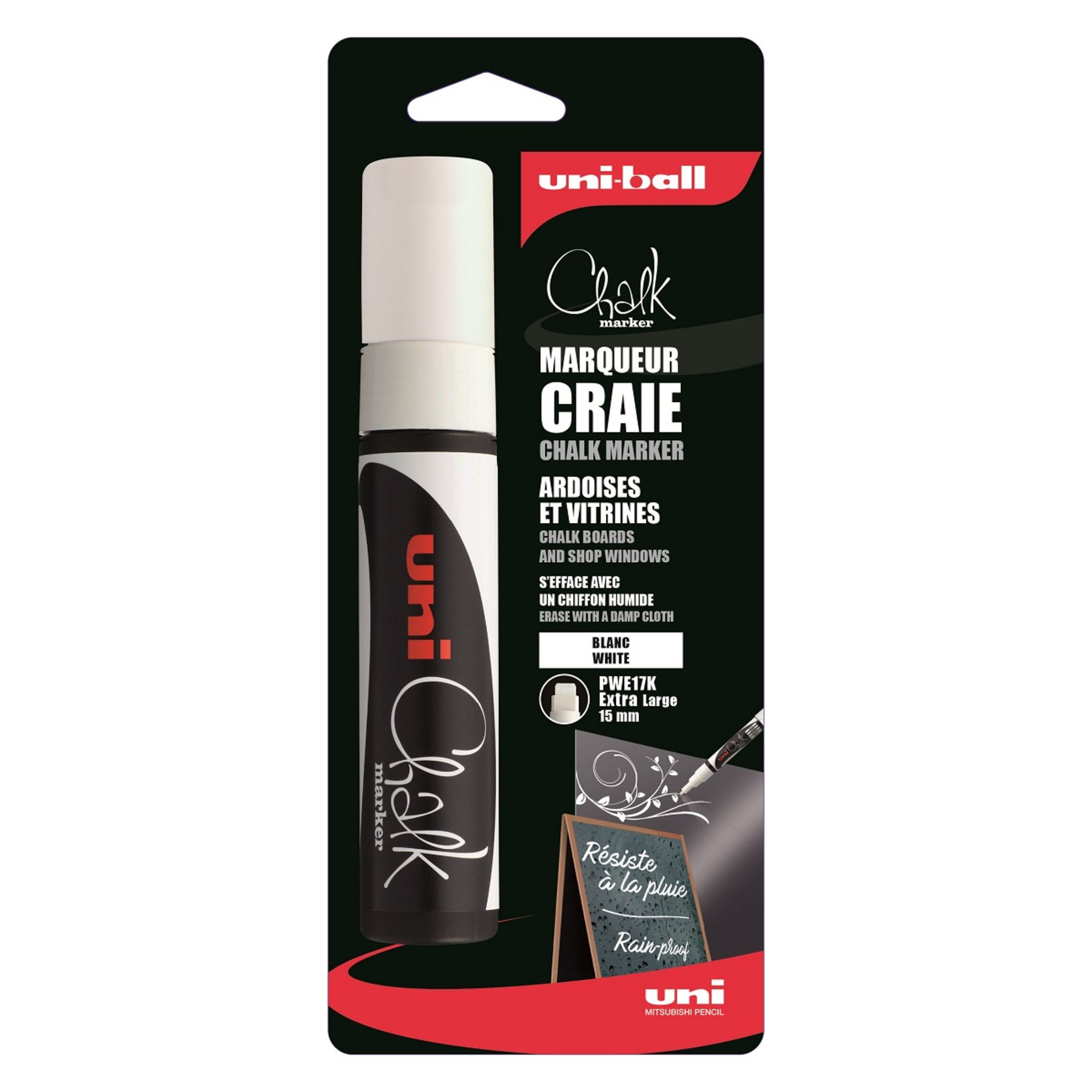 UNI CHALK Marqueur craie pointe extra large 15mm Chalk pas cher - Auchan.fr