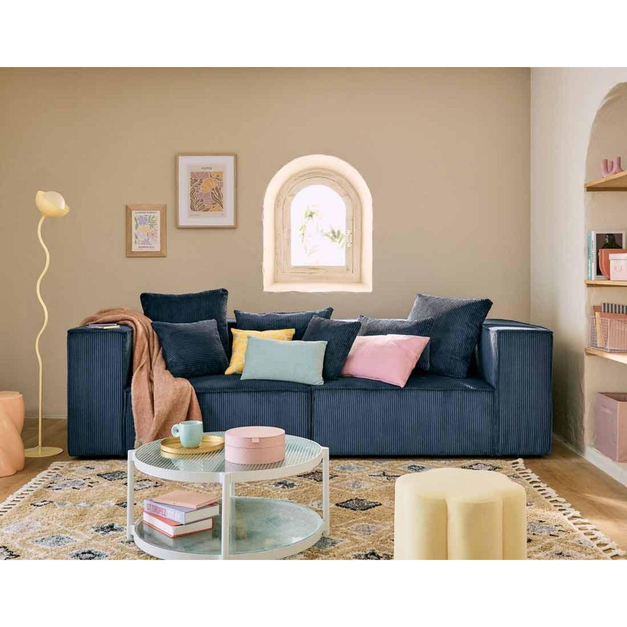 LISA DESIGN Colombine - canapé modulable droit - 2 places - en velours ...