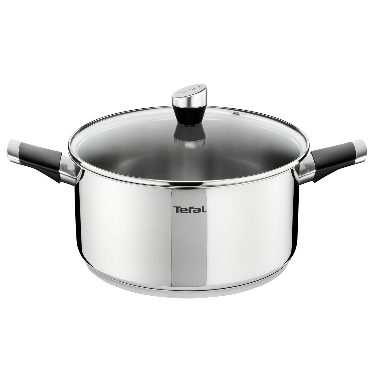 TEFAL Faitout induction EMOTION inox 24 cm + CV verre pas cher - Auchan.fr