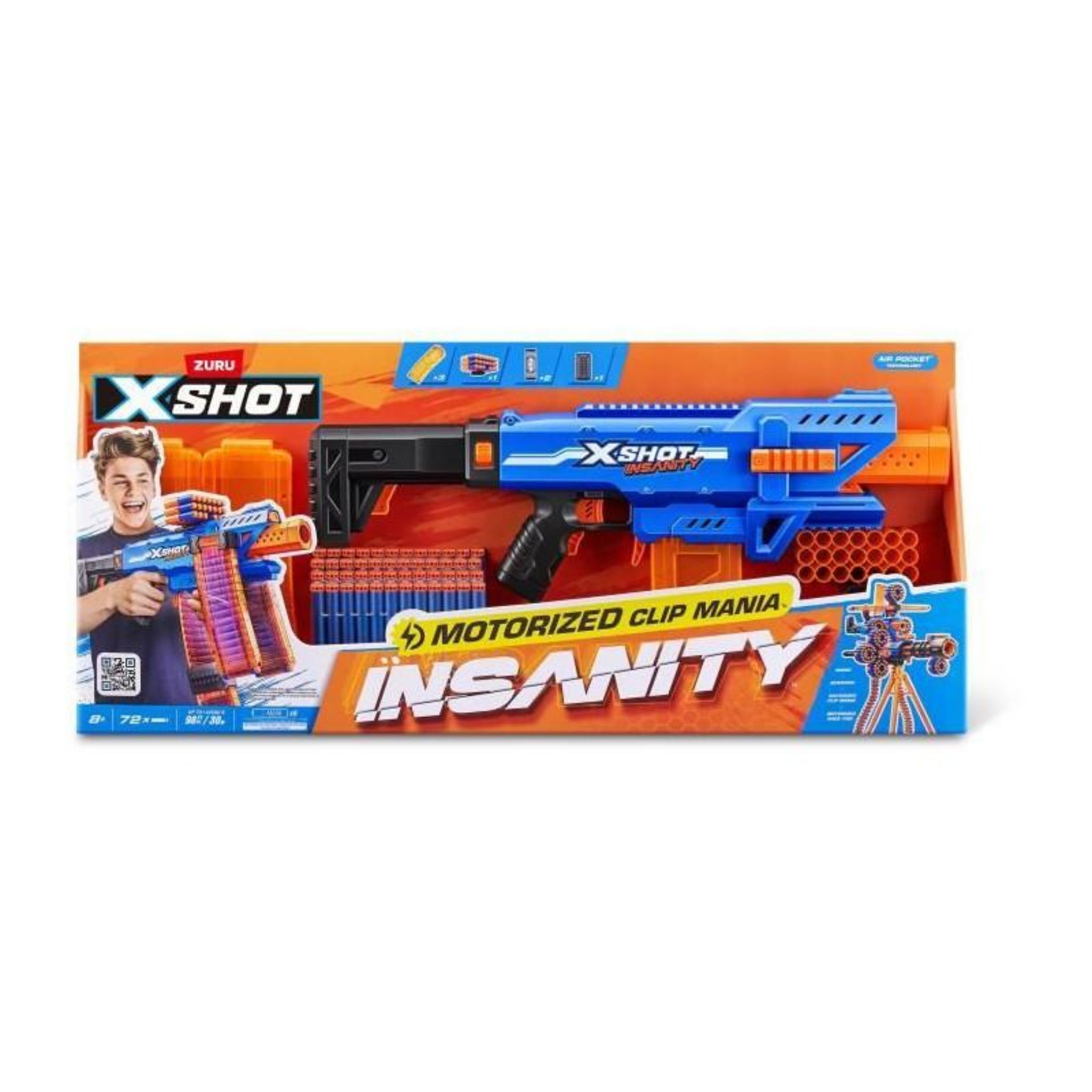 ZURU Blaster motorisé - ZURU - X-SHOT Clip Blaster - 4 chargeurs ...