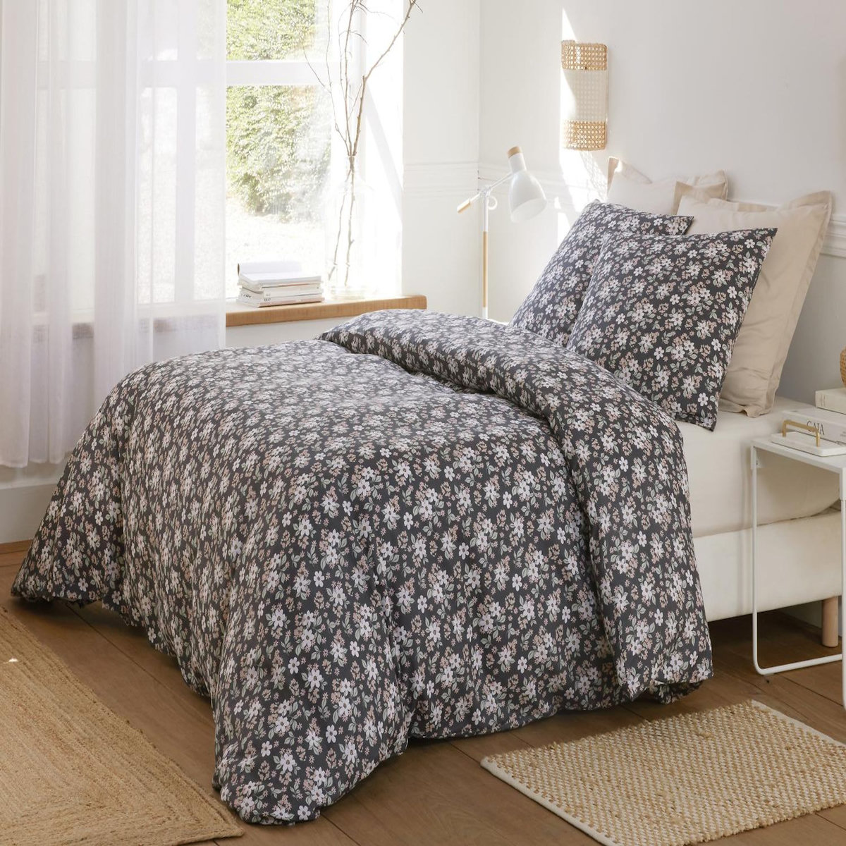 BATON ROUGE Parure housse de couette 100% gaze de coton imprimé sakuria ...
