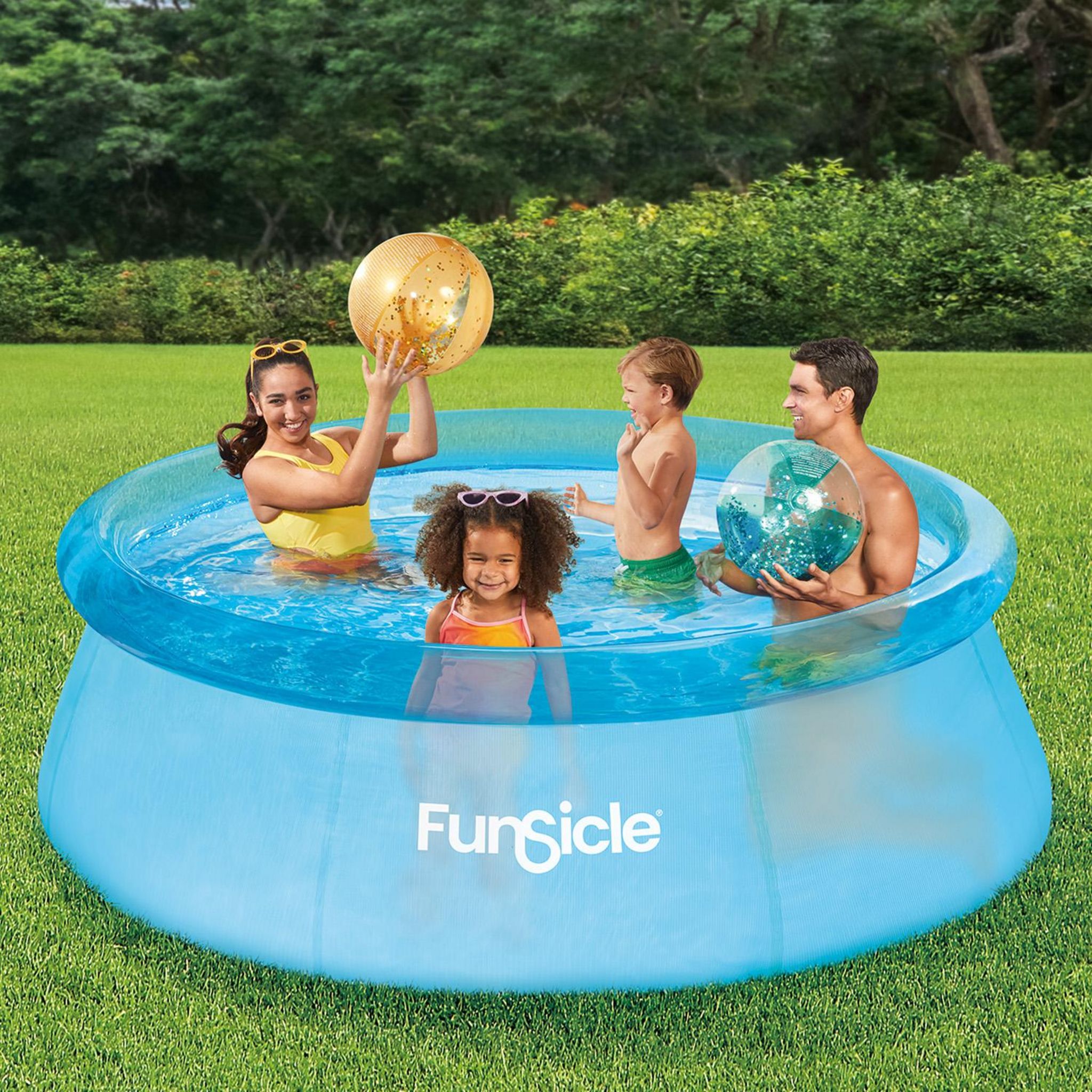 FUNSICLE Piscine auto stable transparente bleue Funsicle Ø2,44m x76cm ...