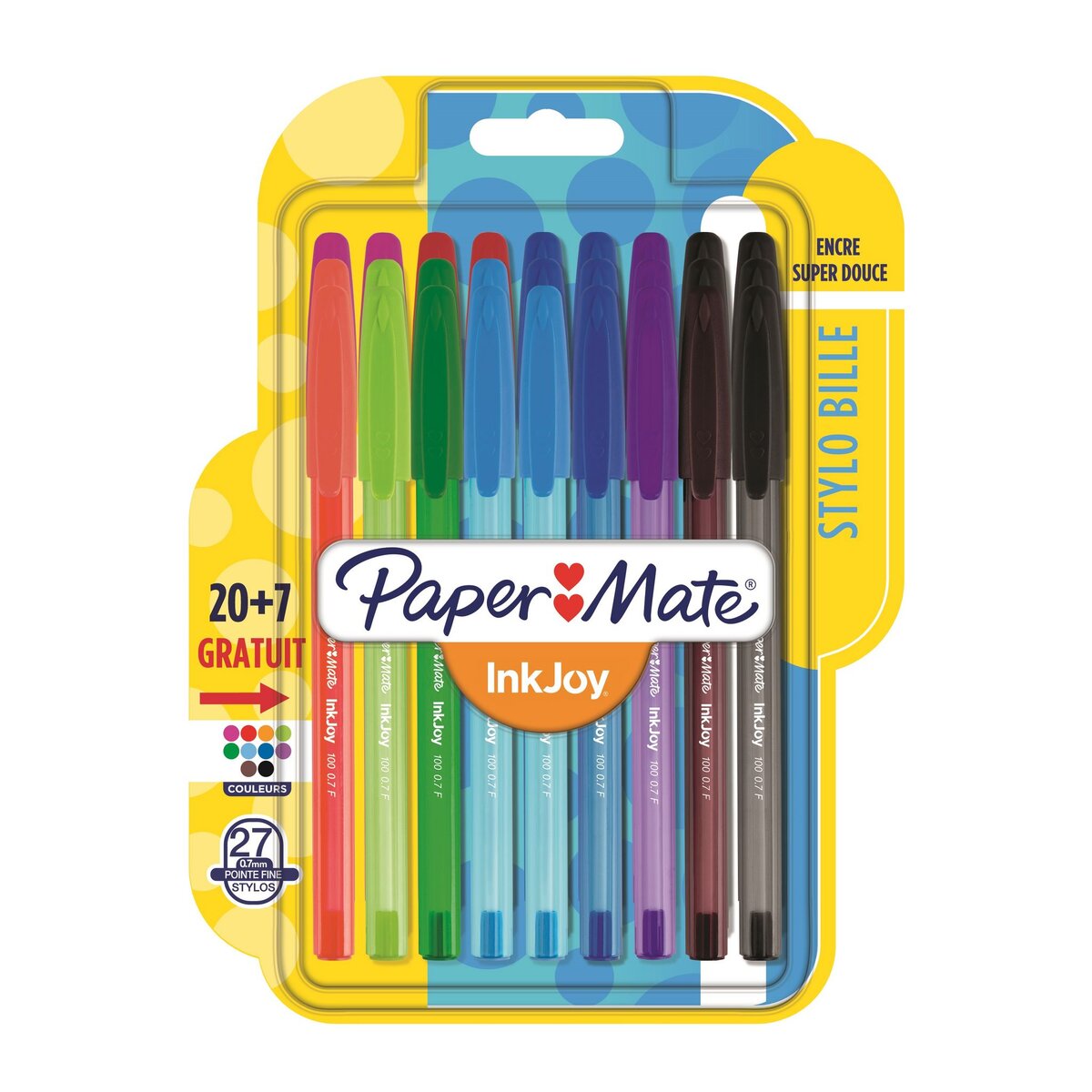 PAPERMATE Lot de 20+7 stylos Inkjoy - pointe fine - couleurs assorties ...