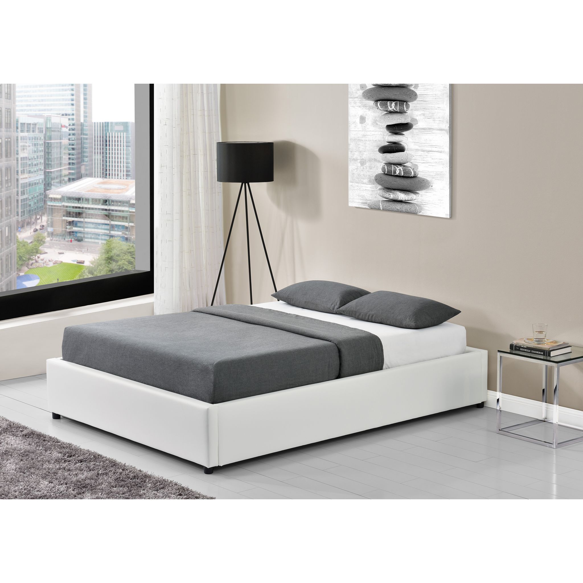 Ensemble Lit coffre avec sommier relevable 140x190 cm LEO + matelas ...