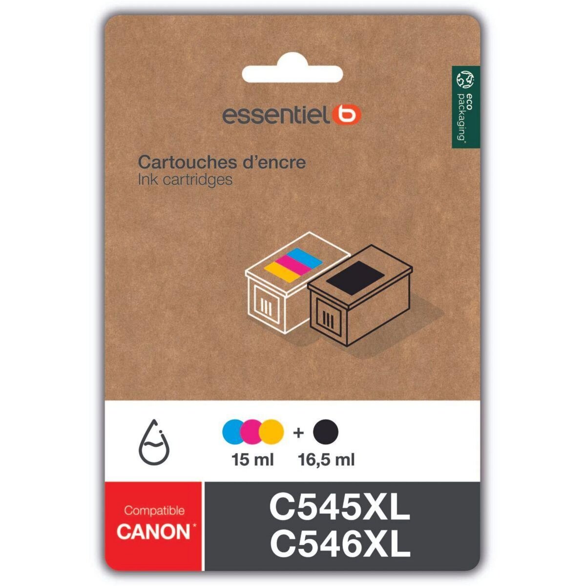 ESSENTIEL B Cartouche d'encre C545/C546 XL - Noir + 3 couleurs pas cher ...