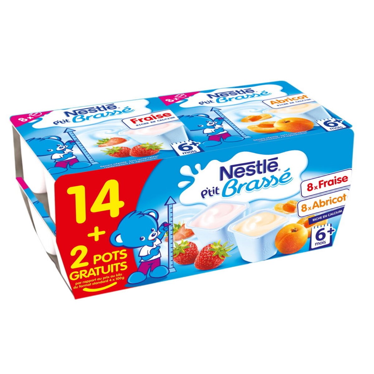 NESTLÉ P'TIT BRASSÉ Fraise Abricot Dès 6 mois 100g X 16 pas cher ...