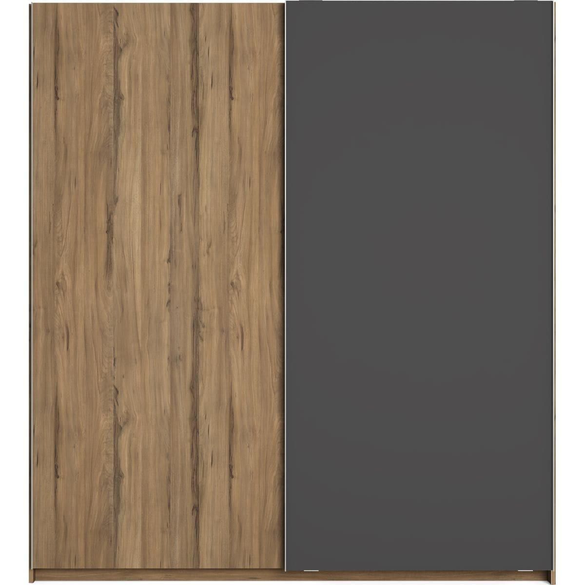 HOMIFAB Armoire 2 portes gris anthracite et effet bois 182 cm - Aurelia ...