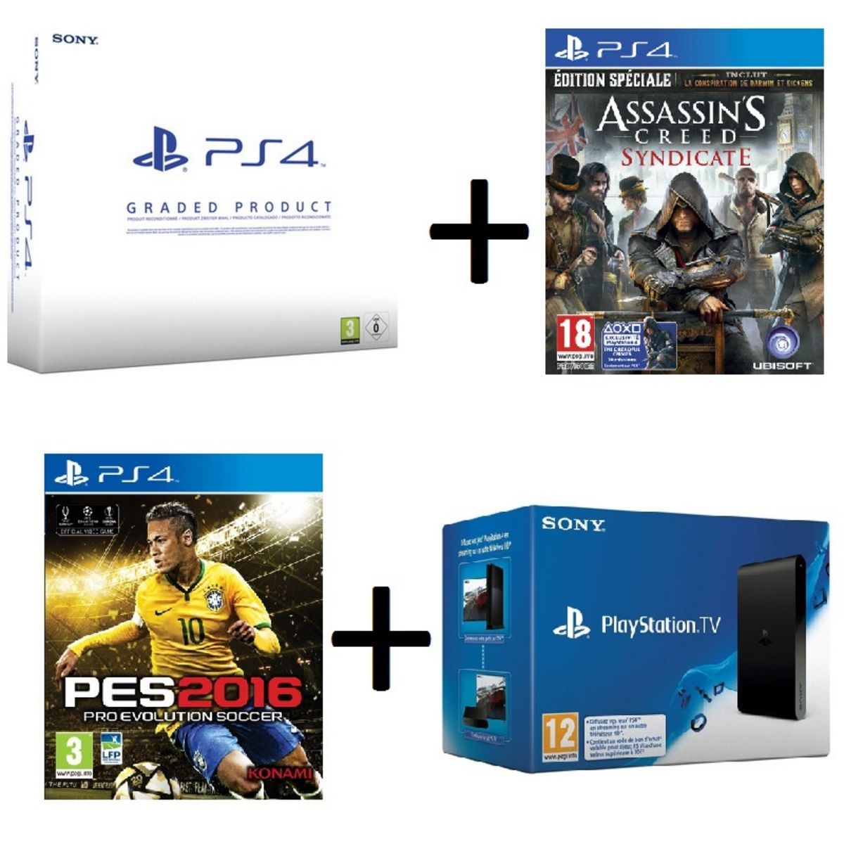 Console PS4 500 Go Reconditionnée + Playstation TV + Voucher + Assassin ...