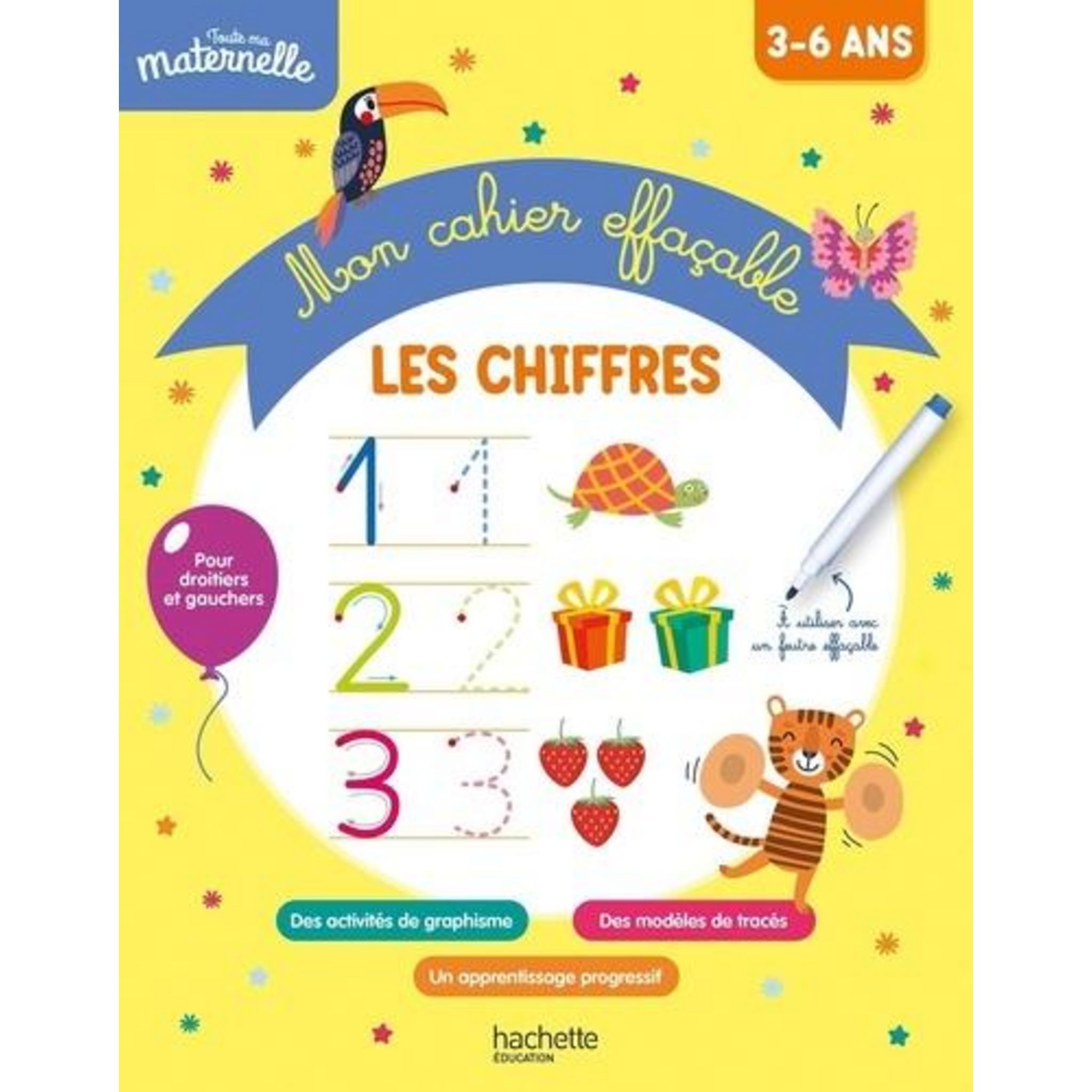 MON CAHIER EFFACABLE. LES CHIFFRES, Hachette Education pas cher - Auchan.fr