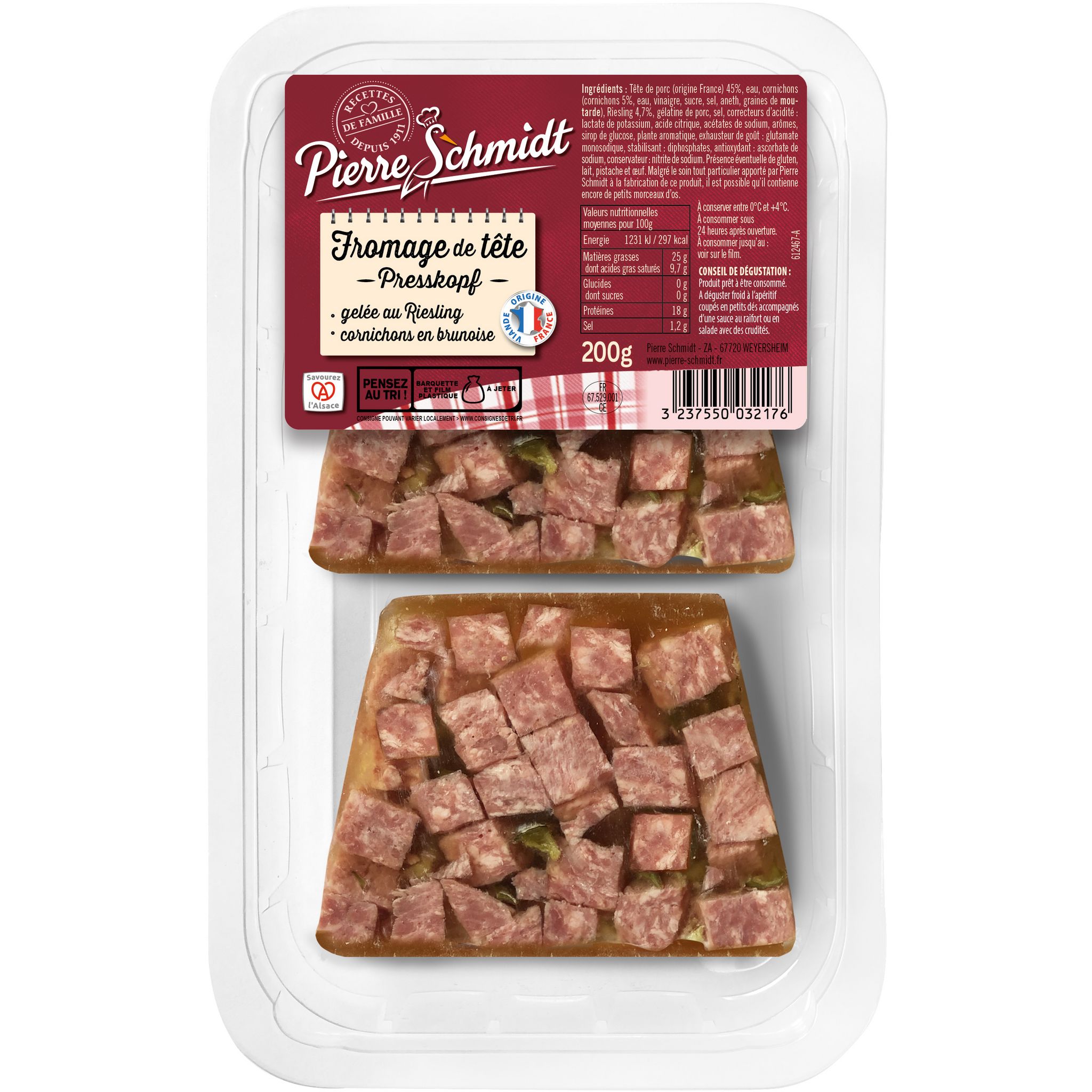 PIERRE SCHMIDT Fromage de Tête Presskopf 2 pièces 200g pas cher - Auchan.fr