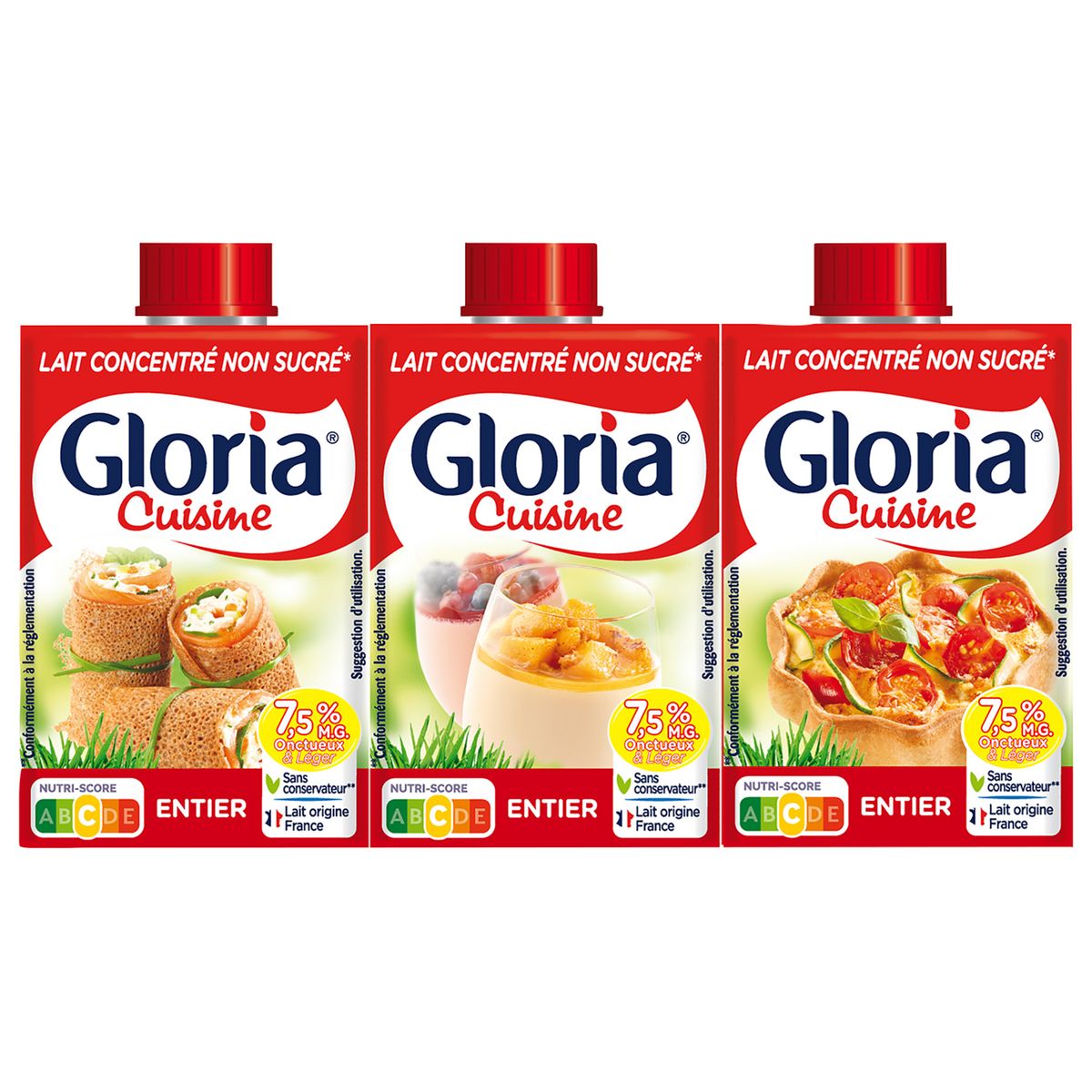 GLORIA Cuisine lait concentré entier non sucré sans conservateur 3x20cl ...