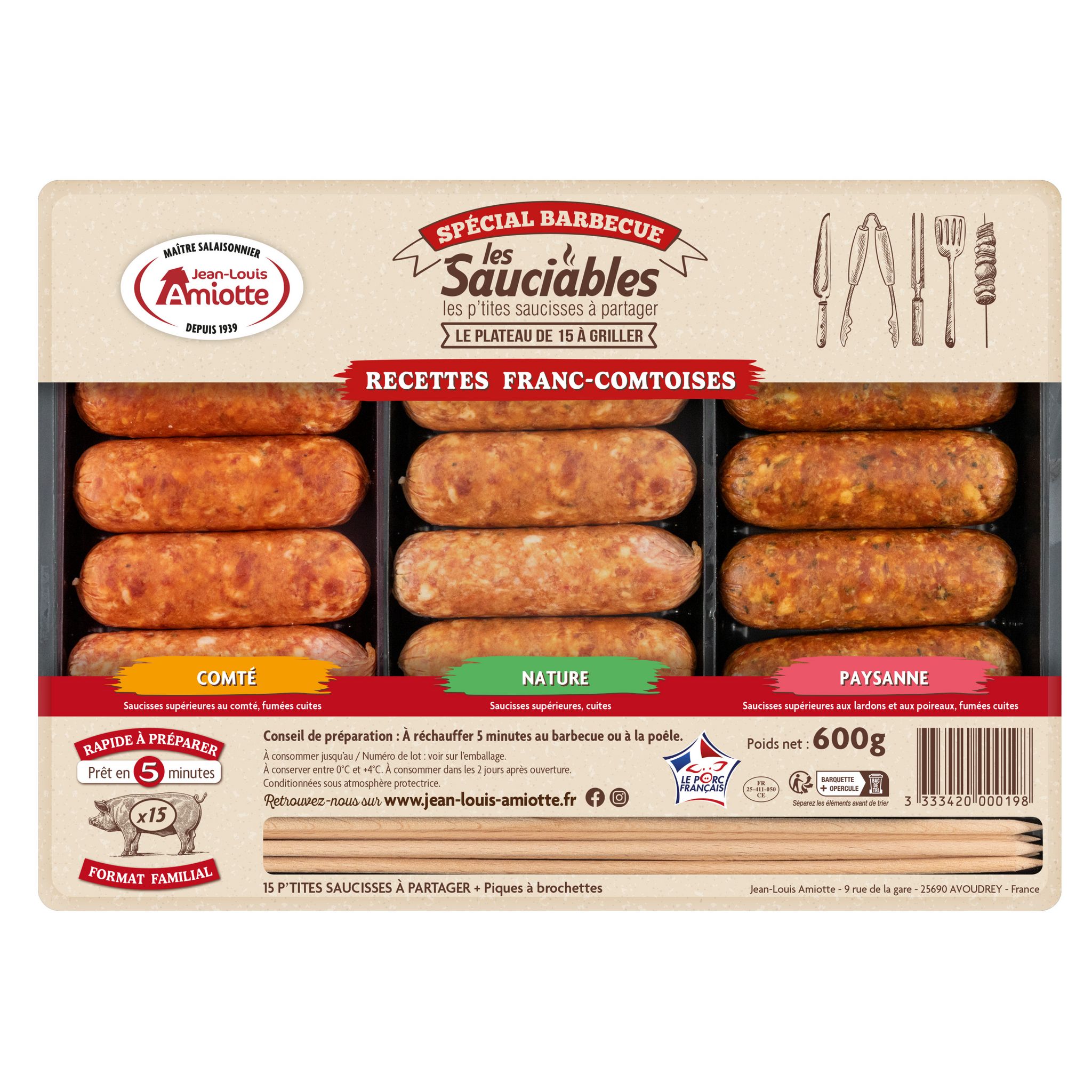AMIOTTE Assortiment de petites saucisses comté nature et paysanne avec ...