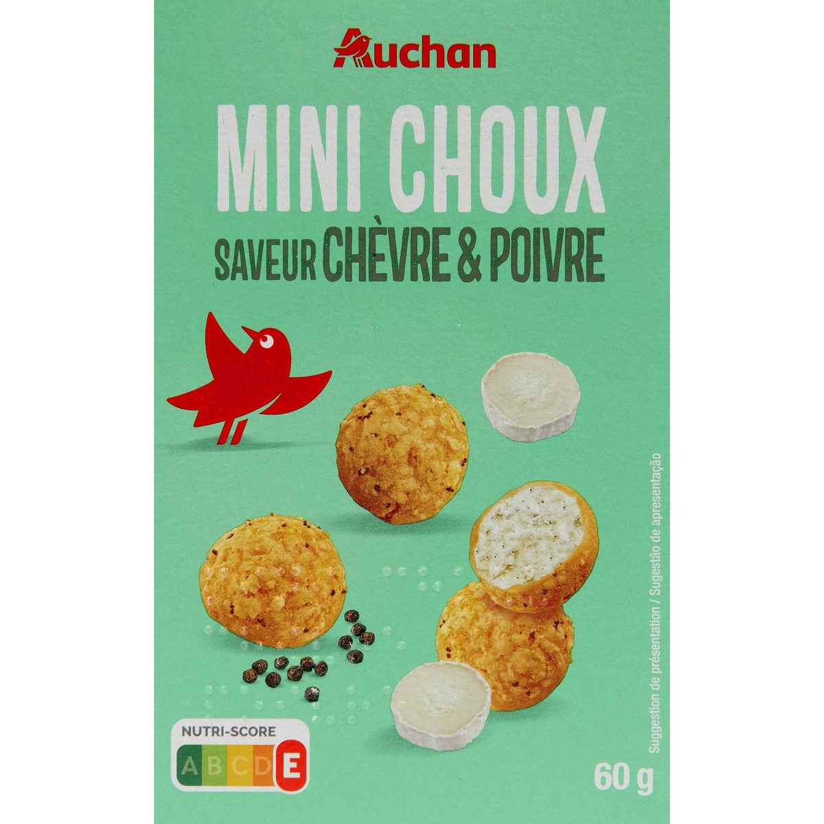 AUCHAN Mini choux saveur fromage de chèvre et poivre 60g pas cher ...