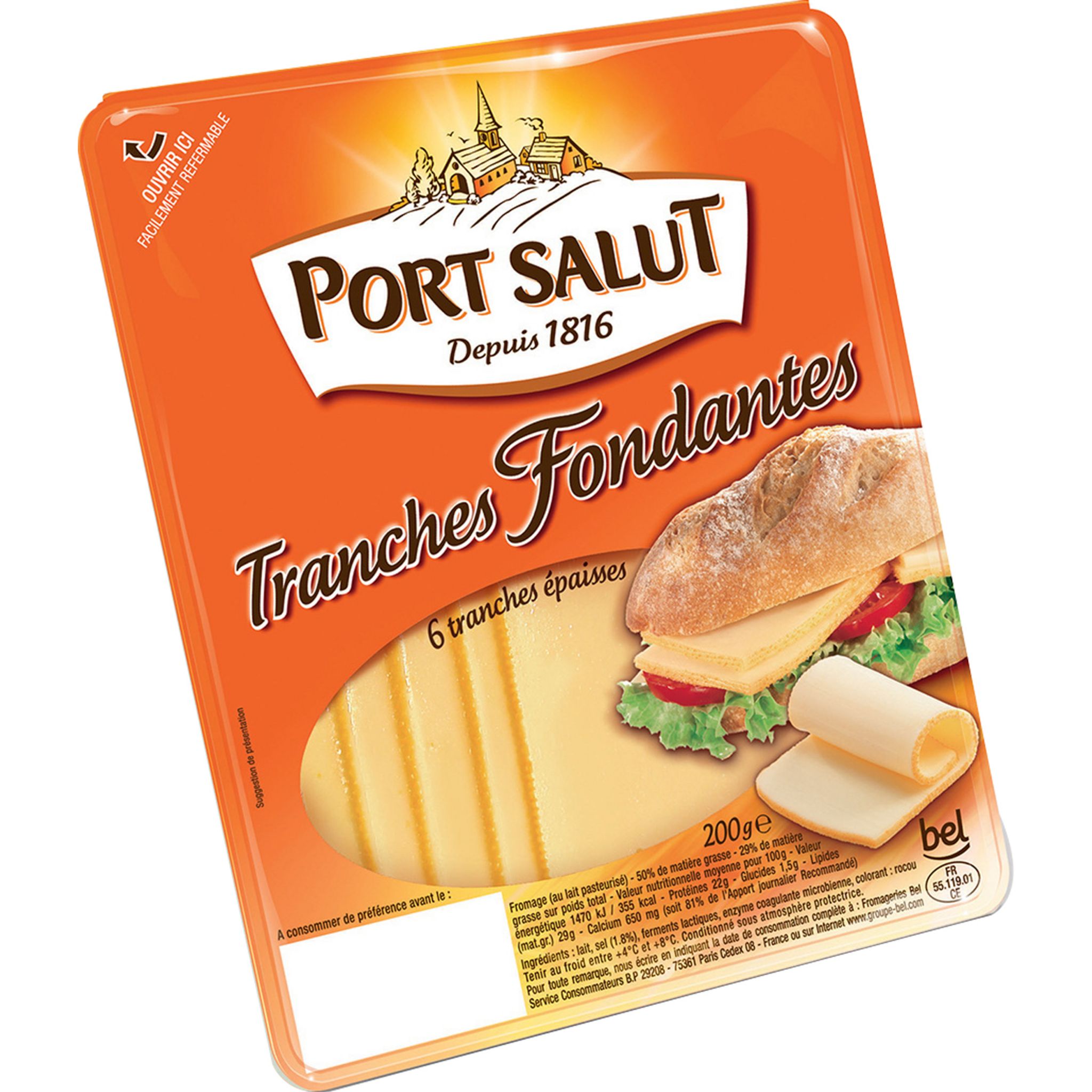 PORT SALUT Fromage au lait de vache en tranches épaisses 6 tranches ...