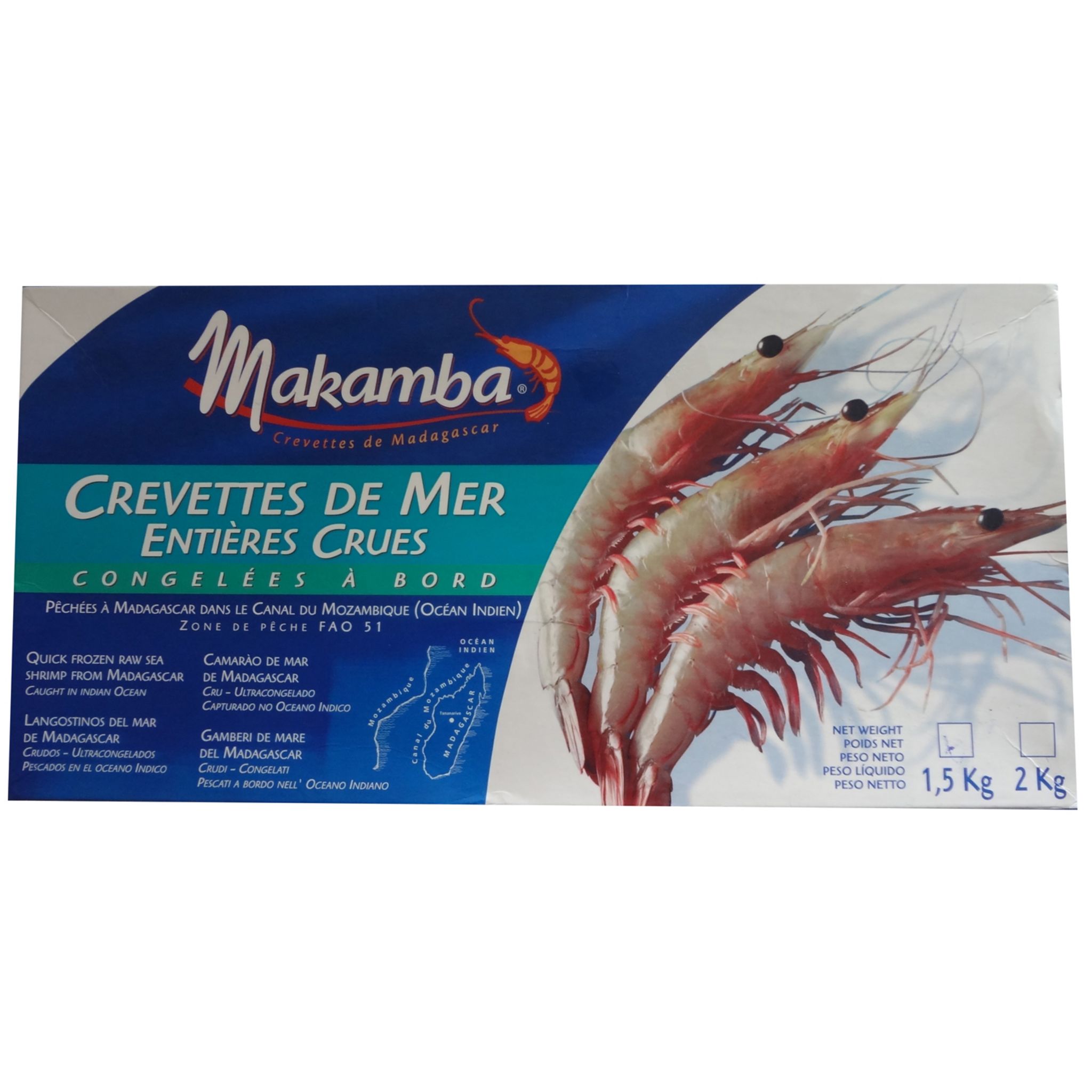 MAKAMBA Crevettes de mer entières crues 1,5kg pas cher - Auchan.fr