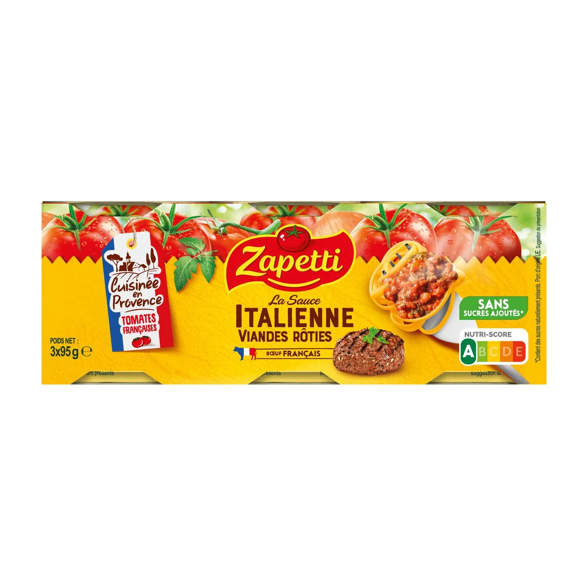 ZAPETTI Sauce tomate italienne à la viande rôtie bœuf 100% français ...