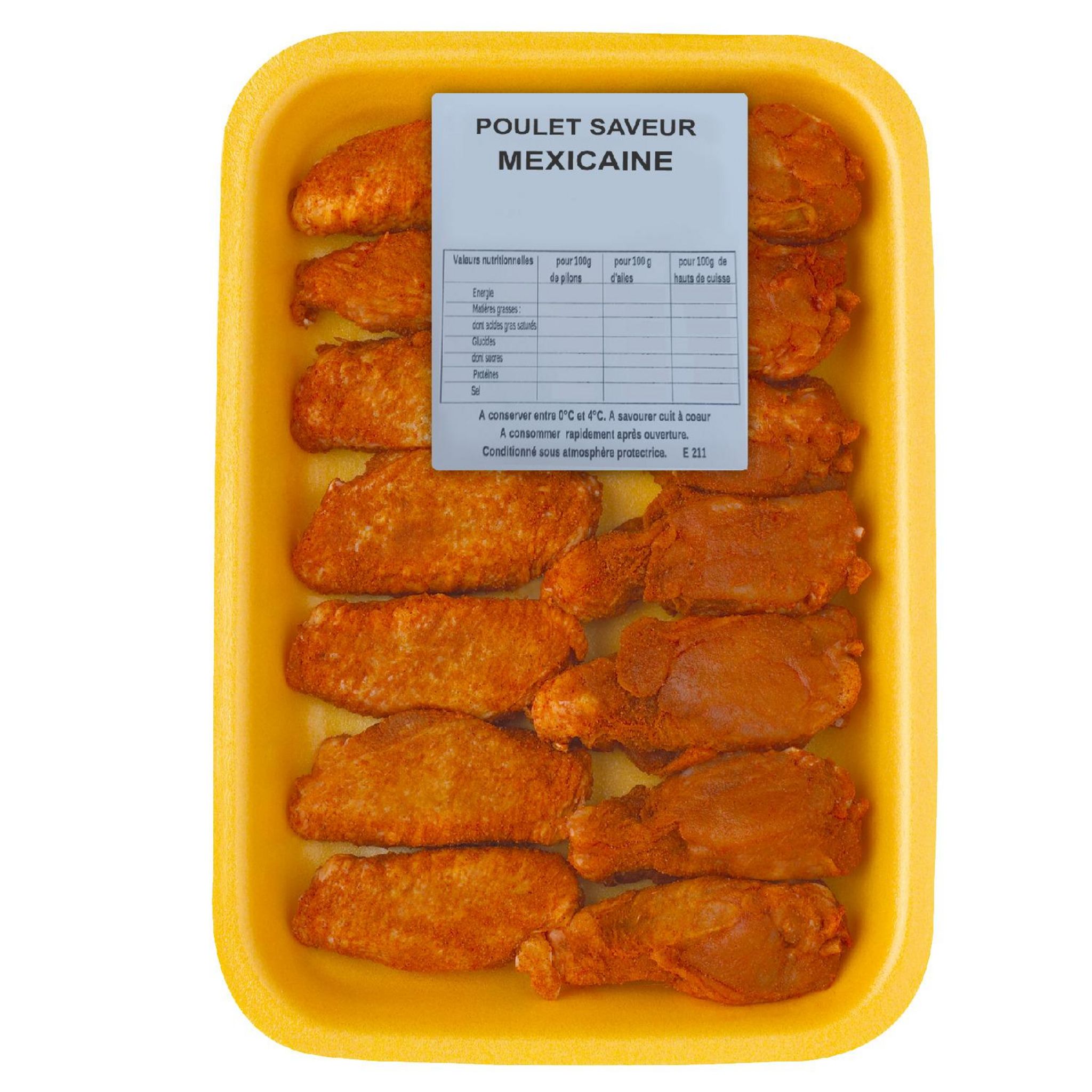 Ailes poulet saveur mexicaine 470g pas cher - Auchan.fr