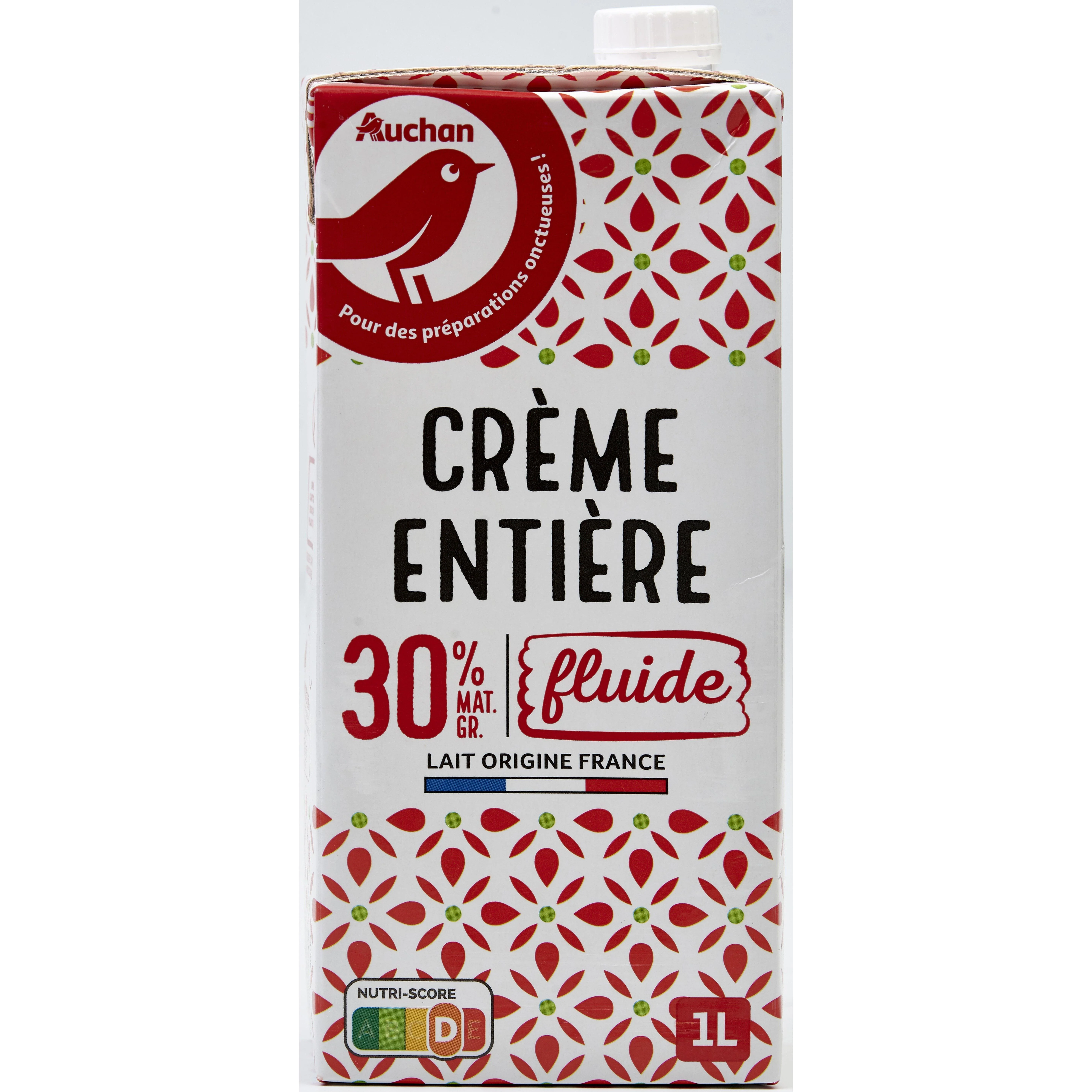 AUCHAN Crème fluide entière 30%MG UHT 3x20cl pas cher - Auchan.fr