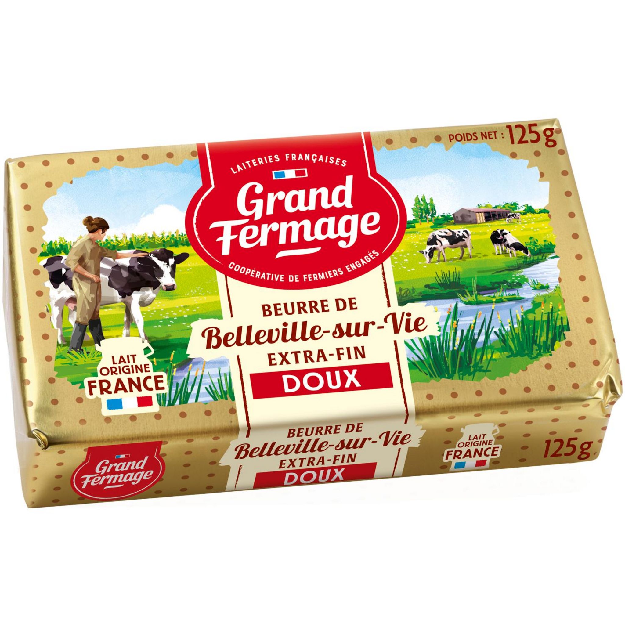 GRAND FERMAGE Beurre extra-fin doux AOP Charentes Poitou 125g pas cher ...
