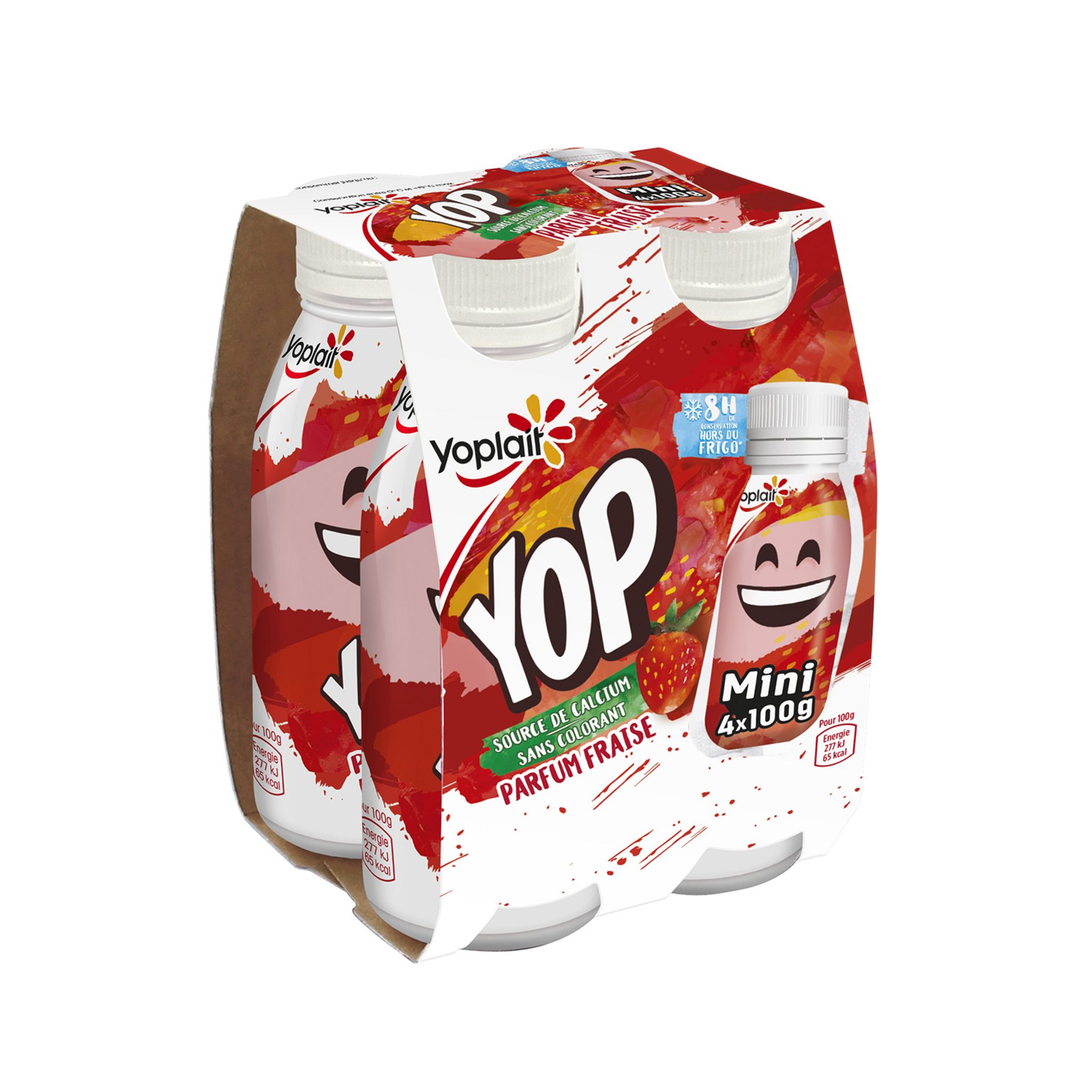 YOP Mini yaourt à boire aromatisé fraise 4x100g pas cher - Auchan.fr