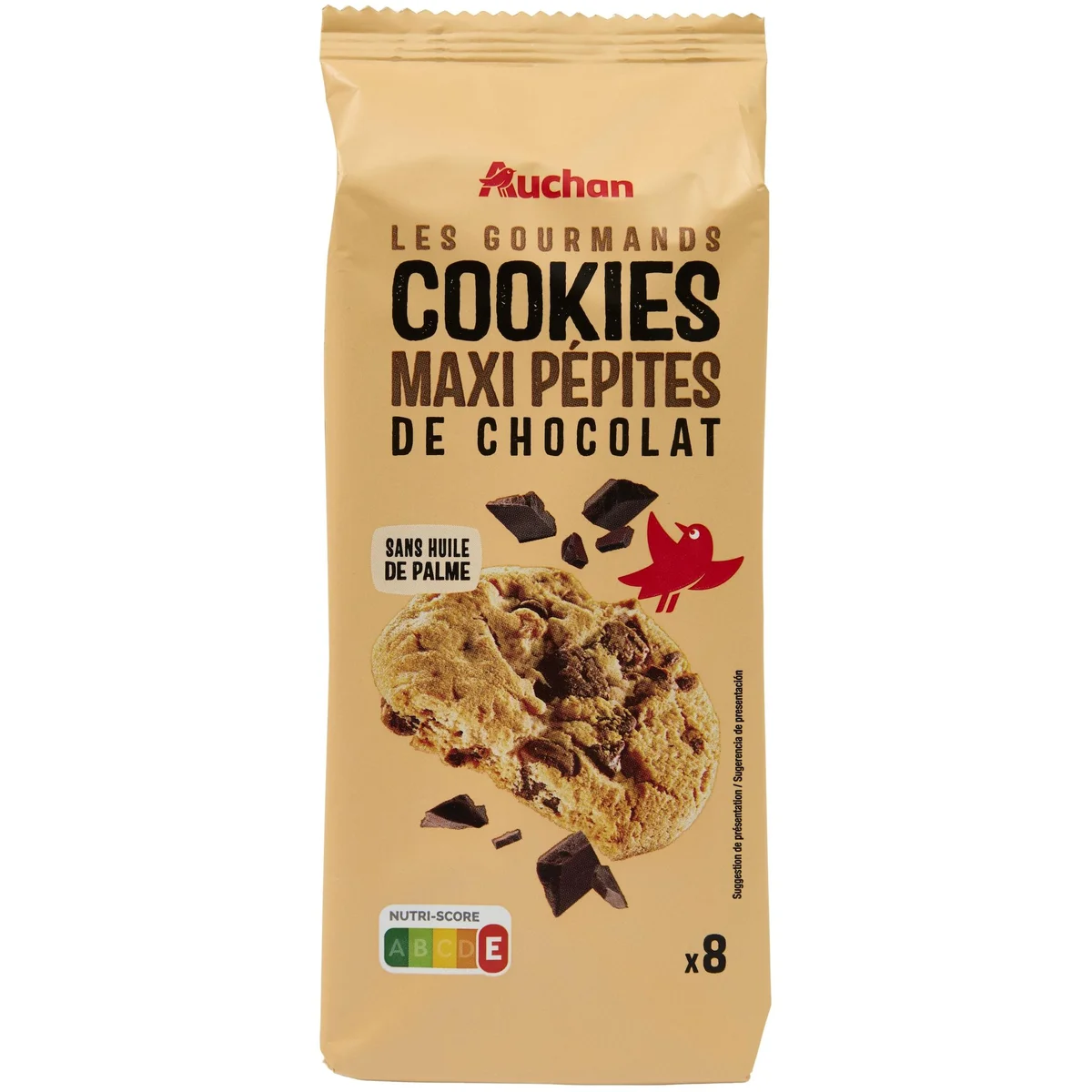AUCHAN Cookies aux maxi pépites de chocolat 8 biscuits 184g pas cher ...