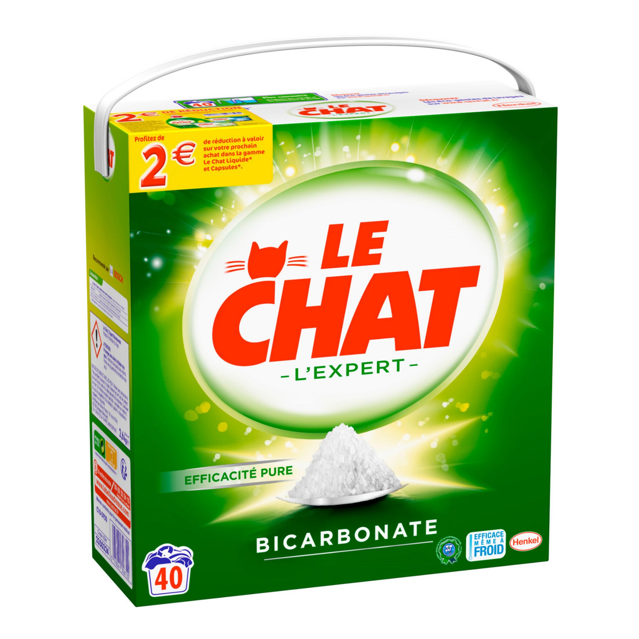 LE CHAT Lessive poudre au bicarbonate 40 lavages 2,8kg pas cher - Auchan.fr