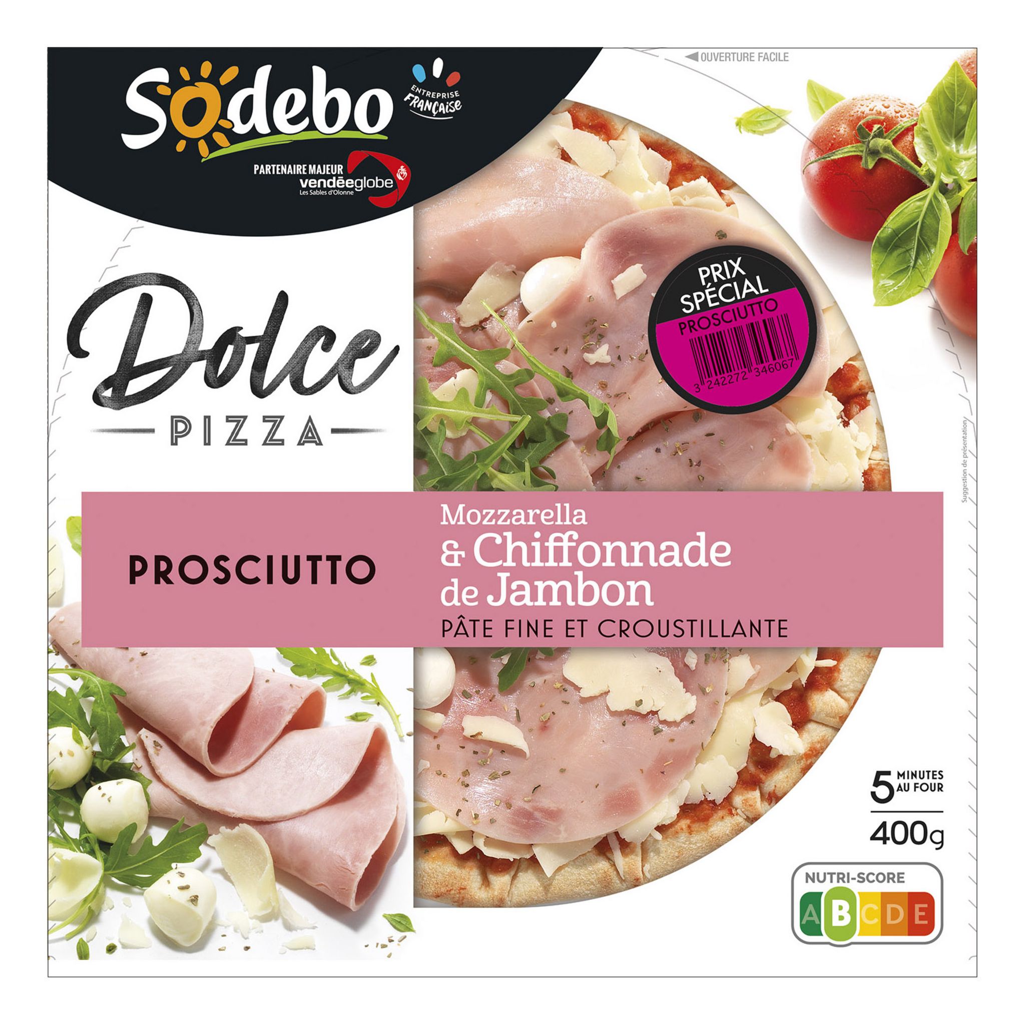 SODEBO Pizza Dolce Proscuito mozzarella et jambon 400g pas cher - Auchan.fr