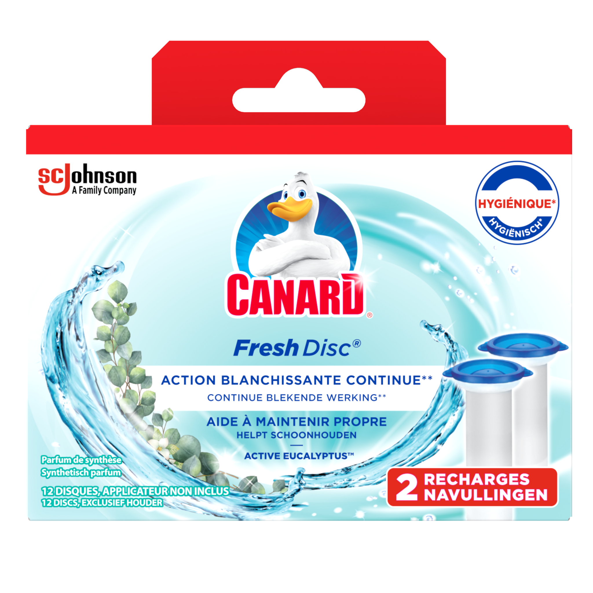 CANARD Fresh Disc disques WC à l'eucalyptus 12 disques pas cher - Auchan.fr