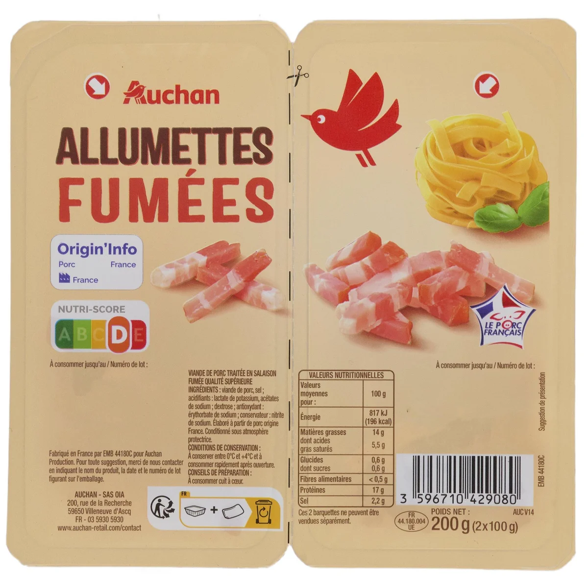 AUCHAN Allumettes fumées 2x100g pas cher - Auchan.fr