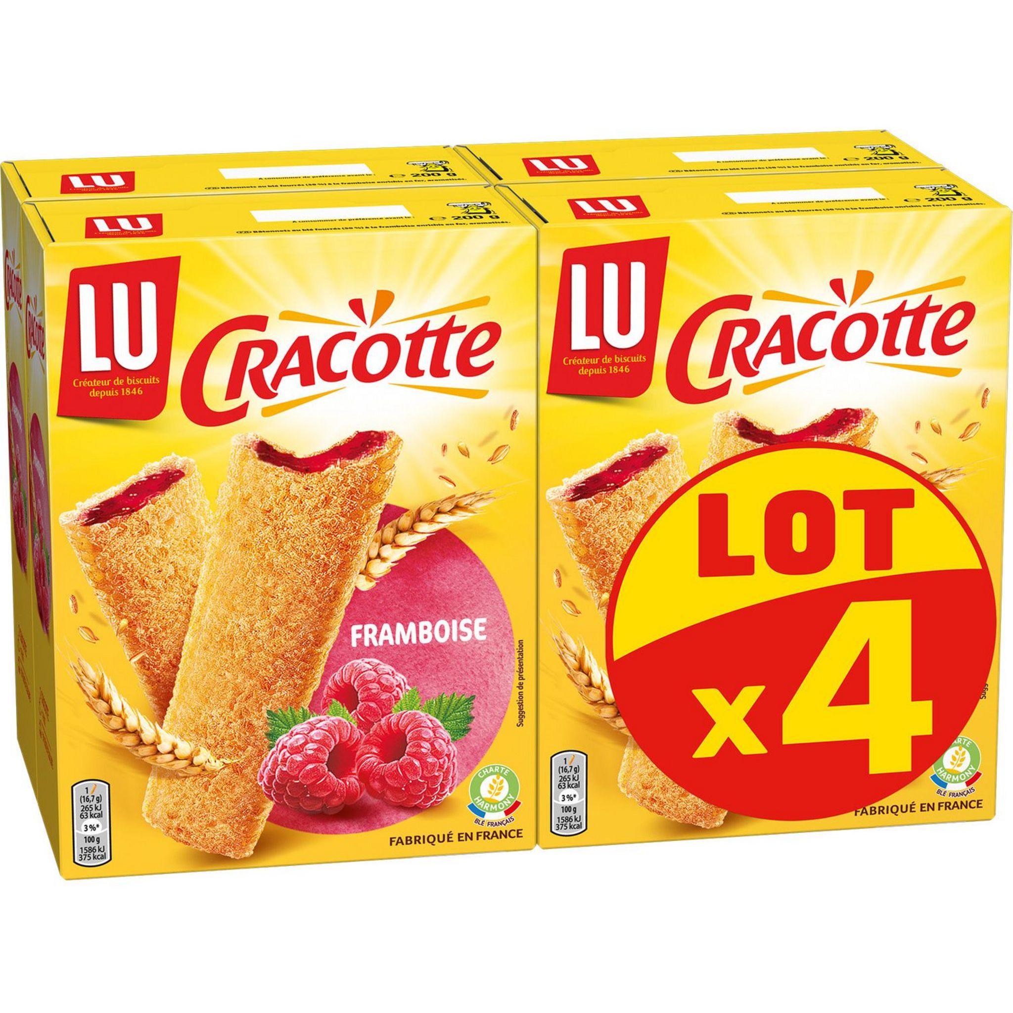 LU Craquinette Tartine croustillante fourrée framboise 4x200g pas cher ...