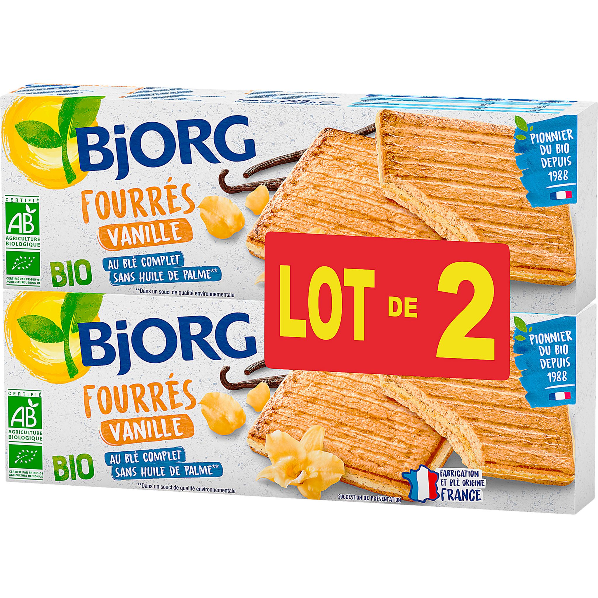 BJORG Biscuits fourrés à la vanille bio 2x225g pas cher - Auchan.fr