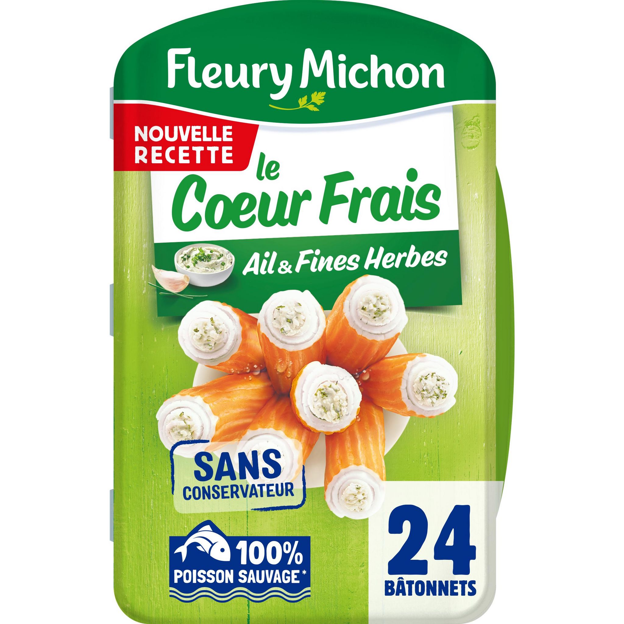 FLEURY MICHON Bâtonnets de surimi cœur frais ail et fines herbes 24 ...