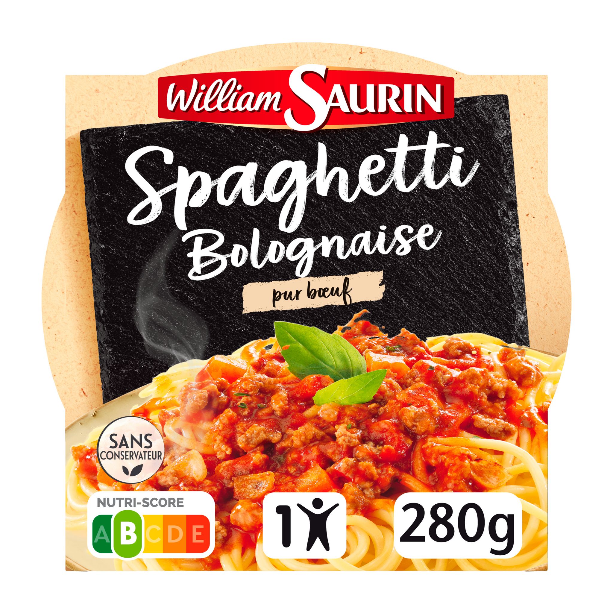 WILLIAM SAURIN Spaghetti bolognaise pur boeuf barquette 1 personne 280g ...