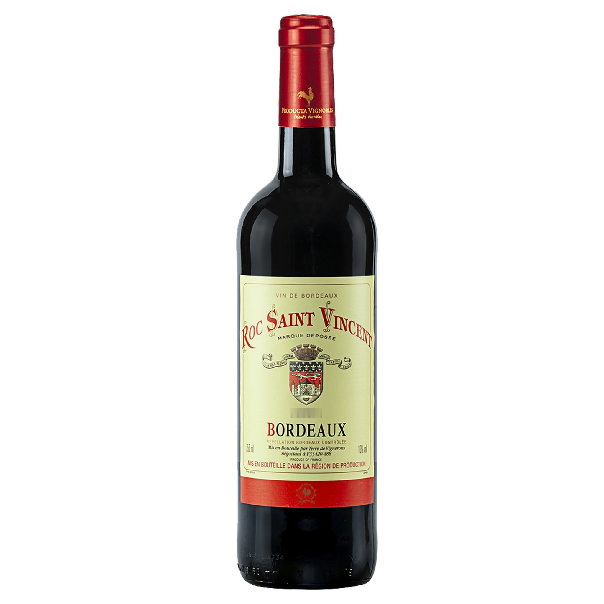 Vin rouge AOP Bordeaux Roc Saint Vincent 75cl pas cher - Auchan.fr