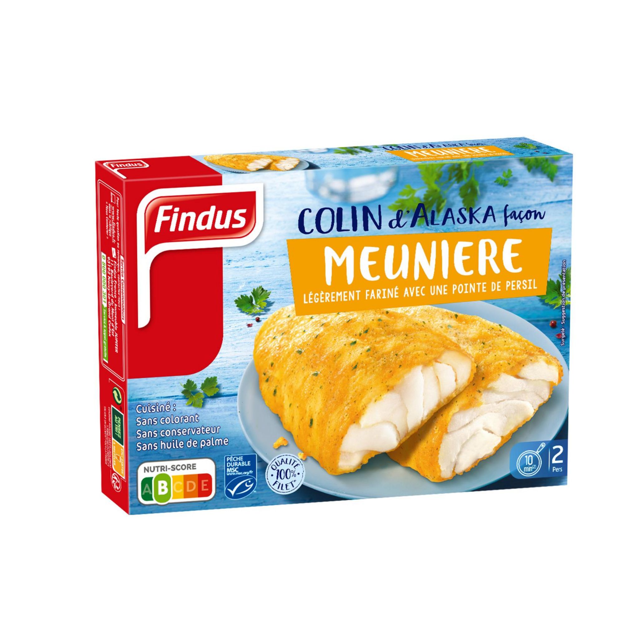 FINDUS Filet de colin d'Alaska façon meunière 2 portions 250g pas cher ...