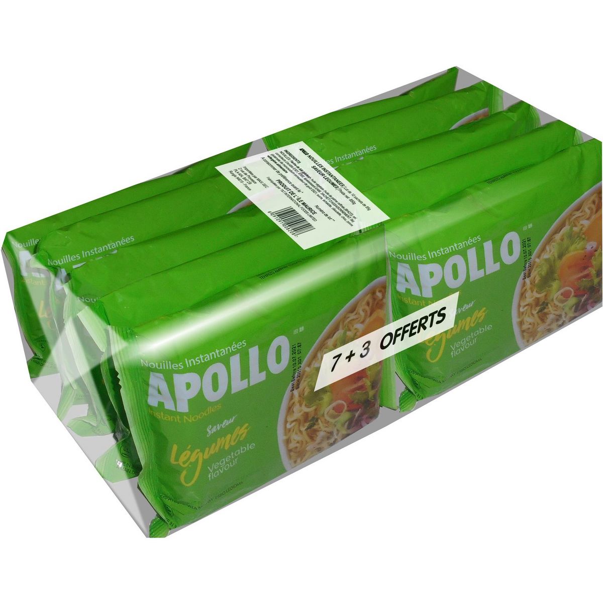APOLLO Nouilles instantanées saveur légumes 7+3 offerts 10x85g pas cher ...