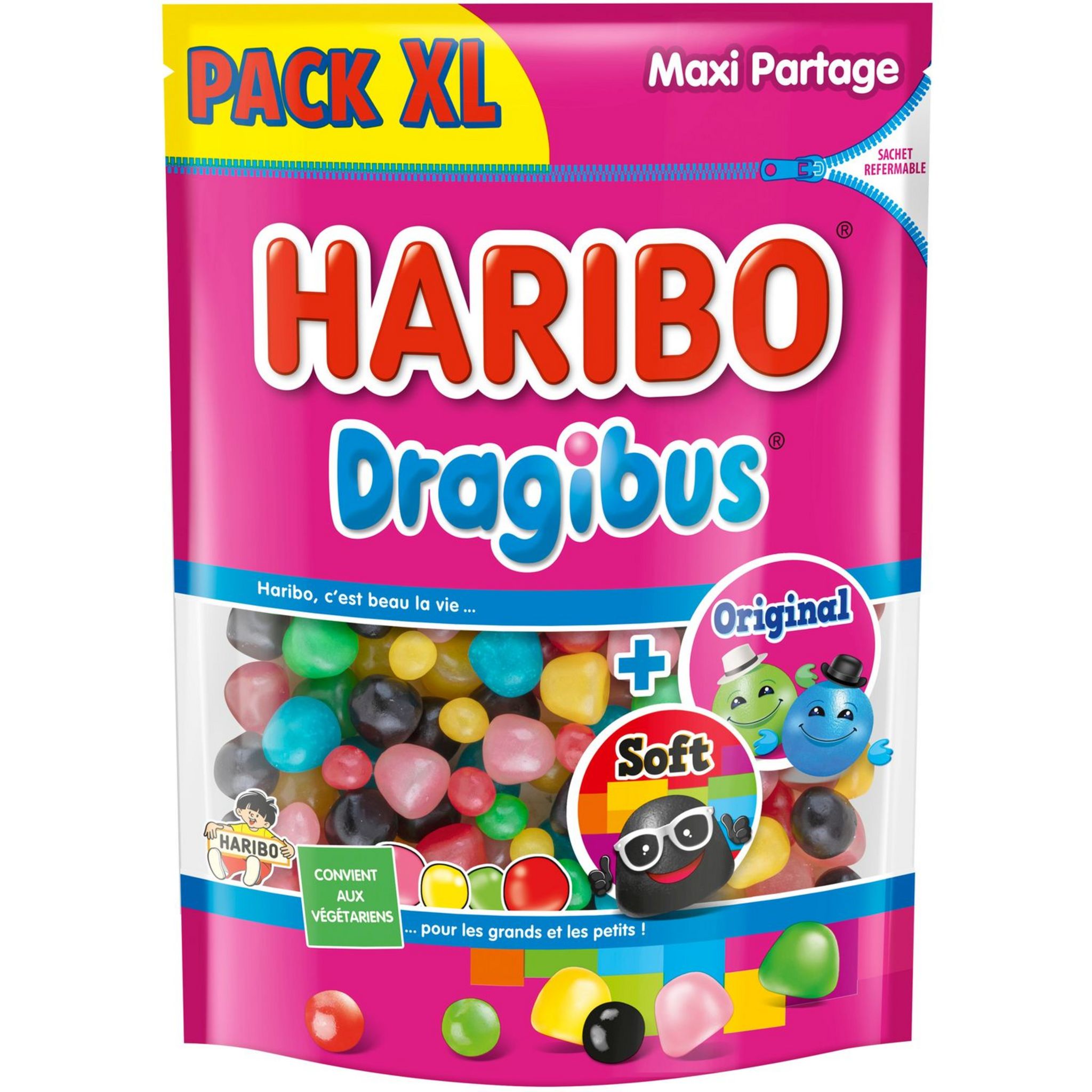HARIBO Bonbons Dragibus original et soft 850g pas cher - Auchan.fr
