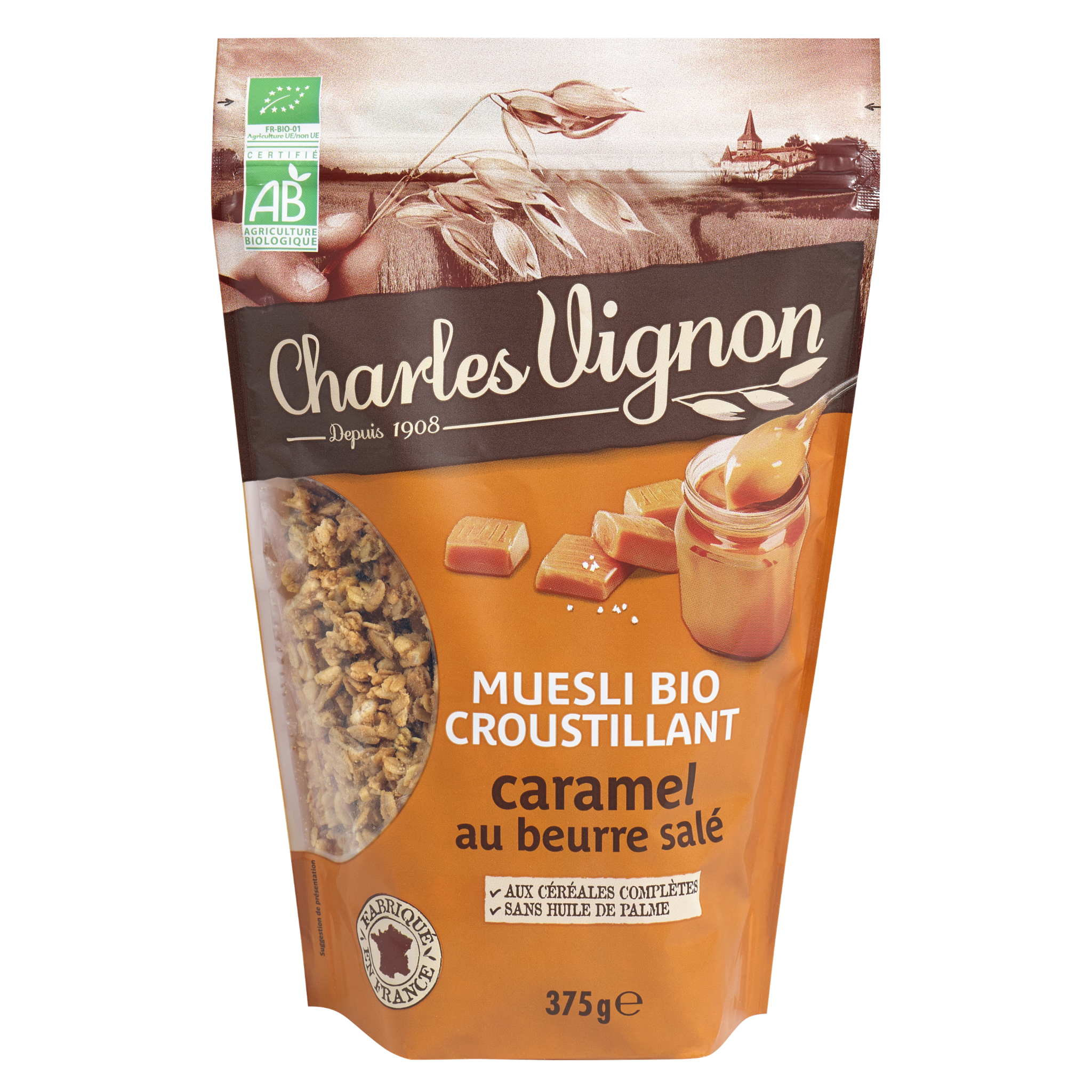 CHARLES VIGNON Céréales muesli bio croustillant caramel au beurre salé ...