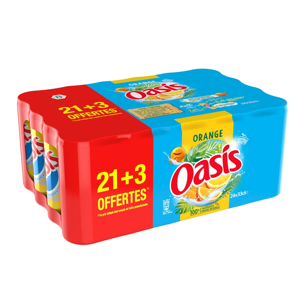 OASIS Boissons aux fruits saveur orange boîtes 21+3 offertes 24x33cl ...
