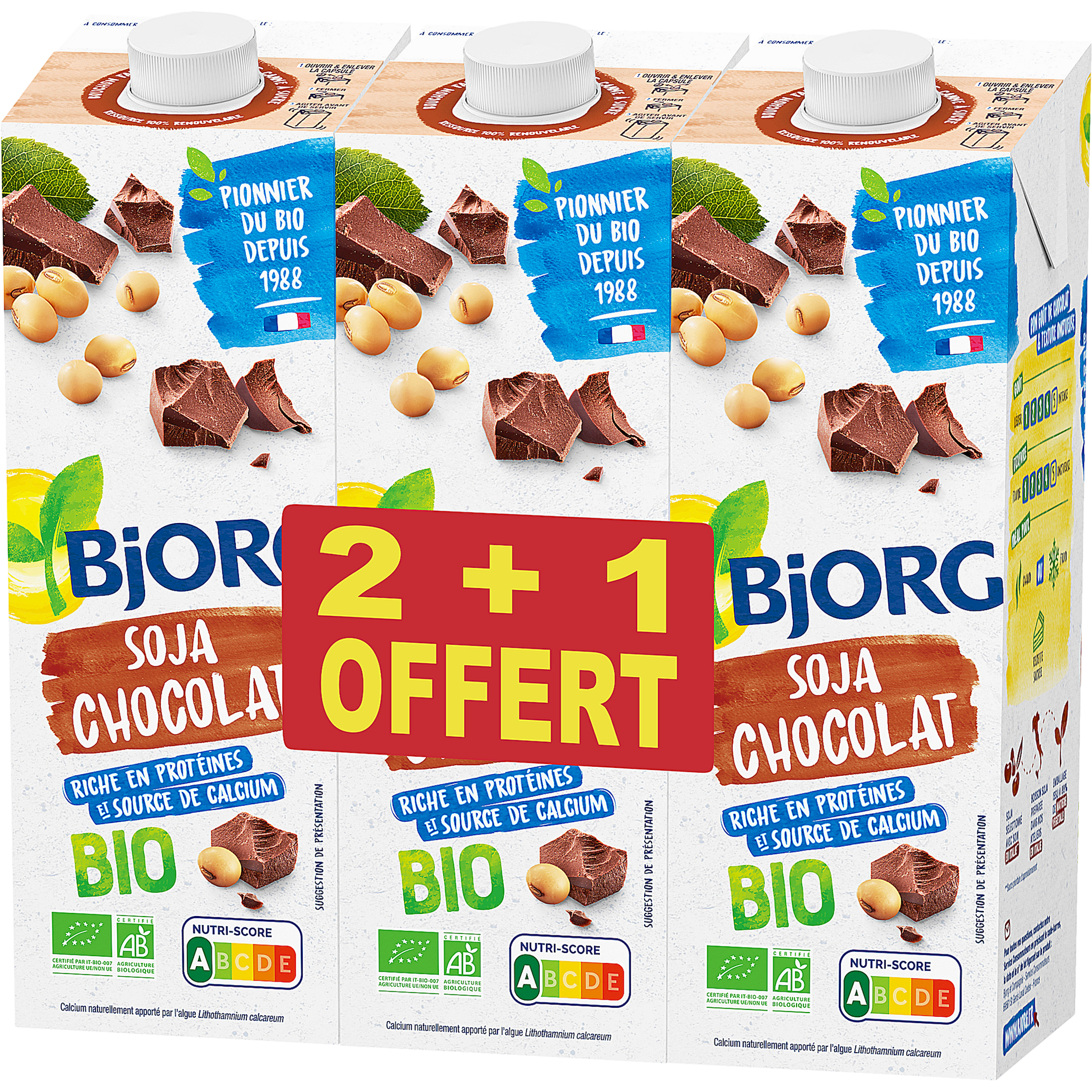 BJORG Soja chocolat calcium bio 1l pas cher - Auchan.fr