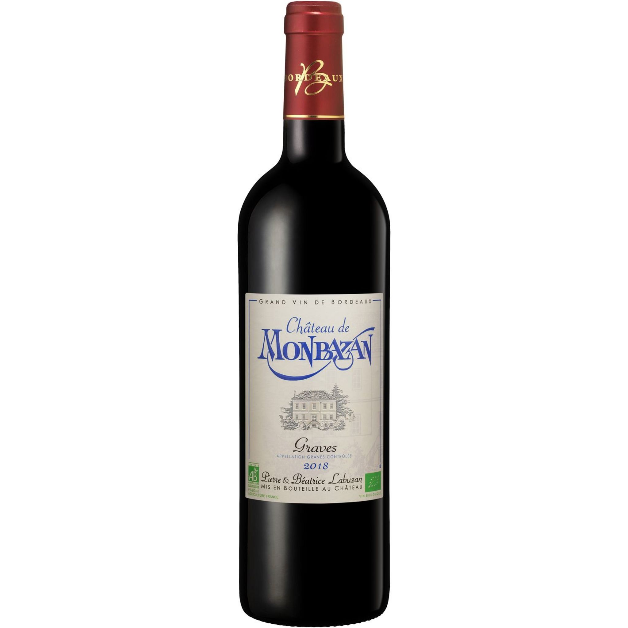 Vin rouge AOP Graves Bio Château de Monbazan 2018 75cl pas cher - Auchan.fr