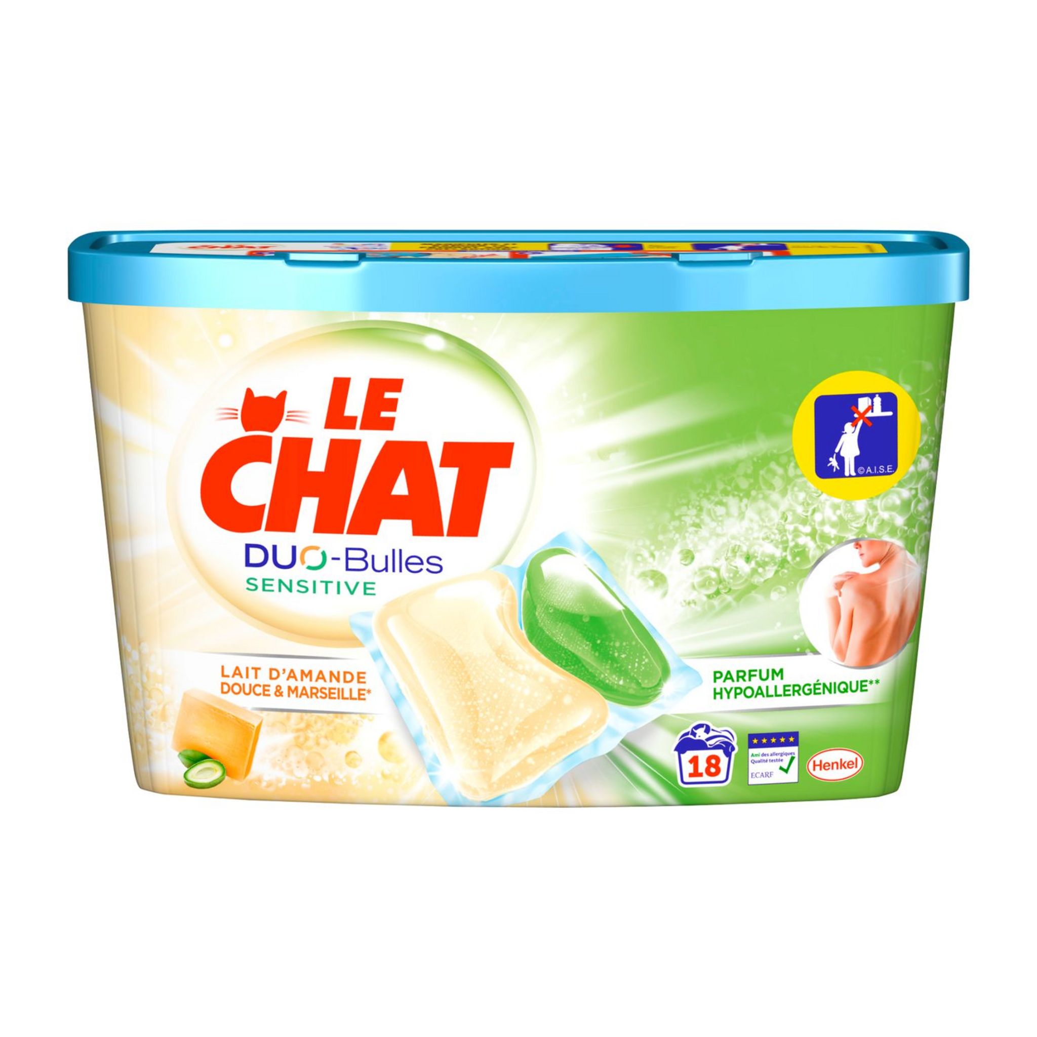 LE CHAT Lessive capsules duo bulles sensitive 18 capsules pas cher ...